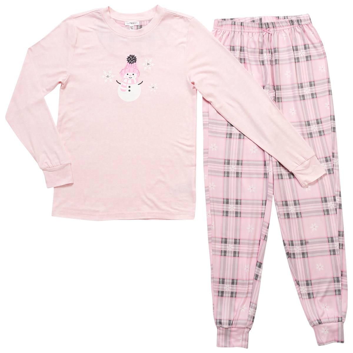 Click here for Girls Famjams Long Sleeve Snowman Plaid Jogger Paj... prices