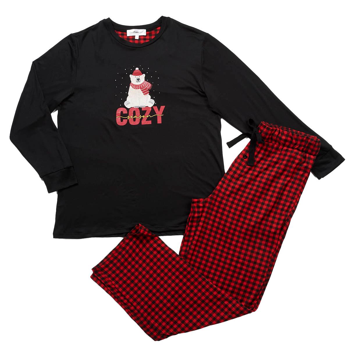 Click here for Mens OurFamJam(tm) Cozy Bear Buffalo Check Pajama... prices
