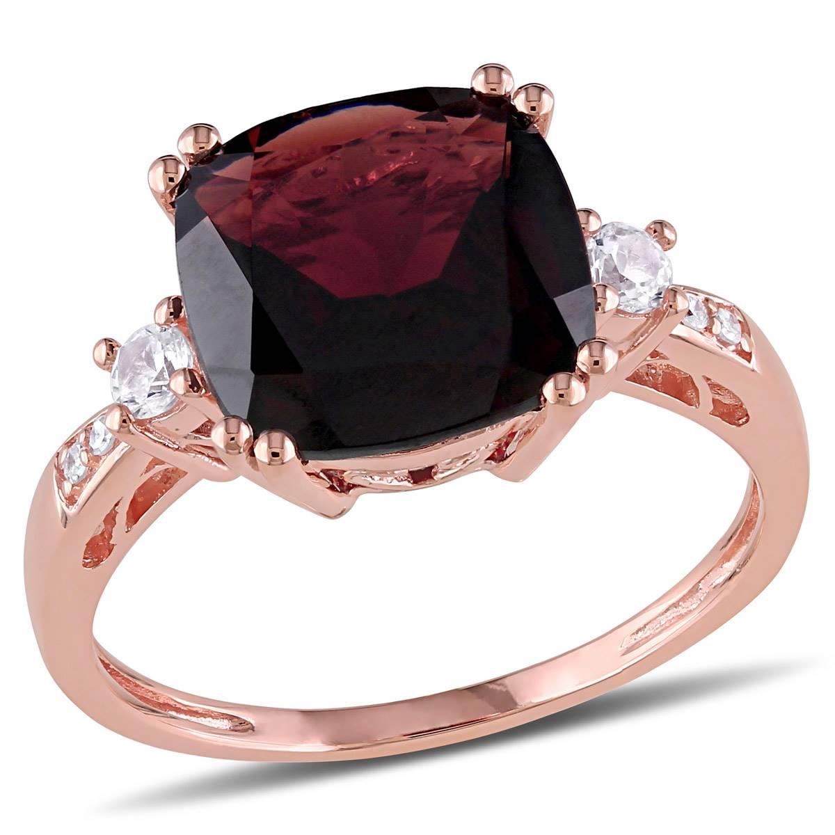 Click here for Gemstone Classics(tm) 10kt. Rose Gold Garnet & Whi... prices
