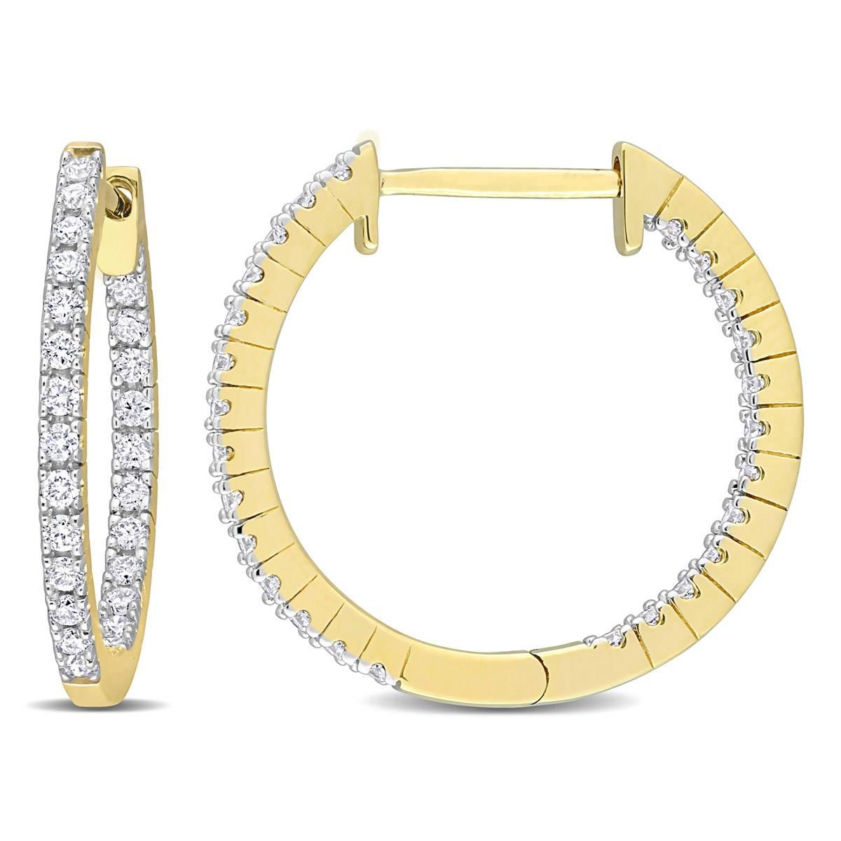 Click here for Sophia B 10kt. Gold 3/4ctw. Diamond Hoop Earrings prices