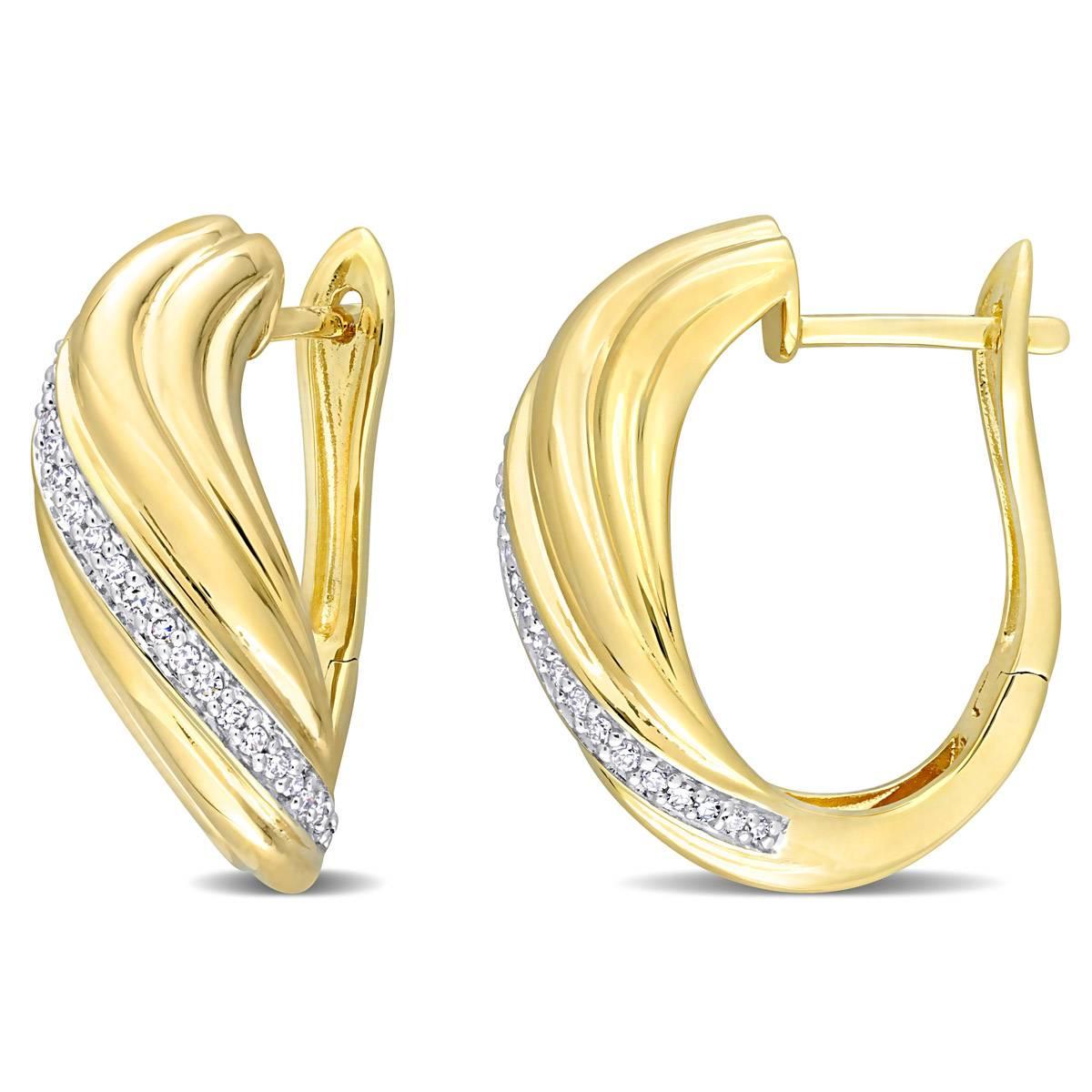 Click here for Sophia B 1/5ctw. Diamond & Gold Swirl Hoop Earring... prices