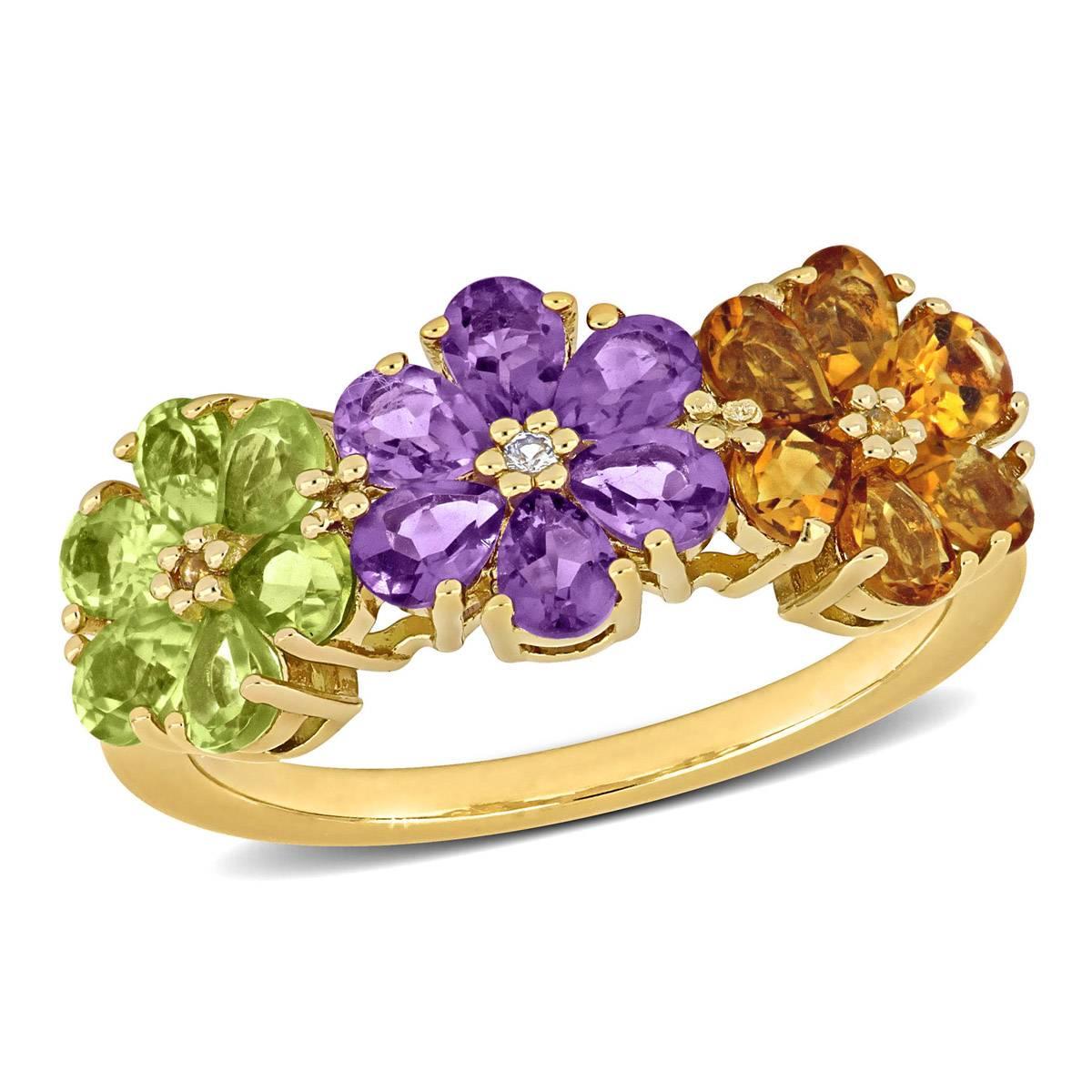 Click here for Sophia B 2 3/4ctw. Floral Multi-Gemstone Ring prices