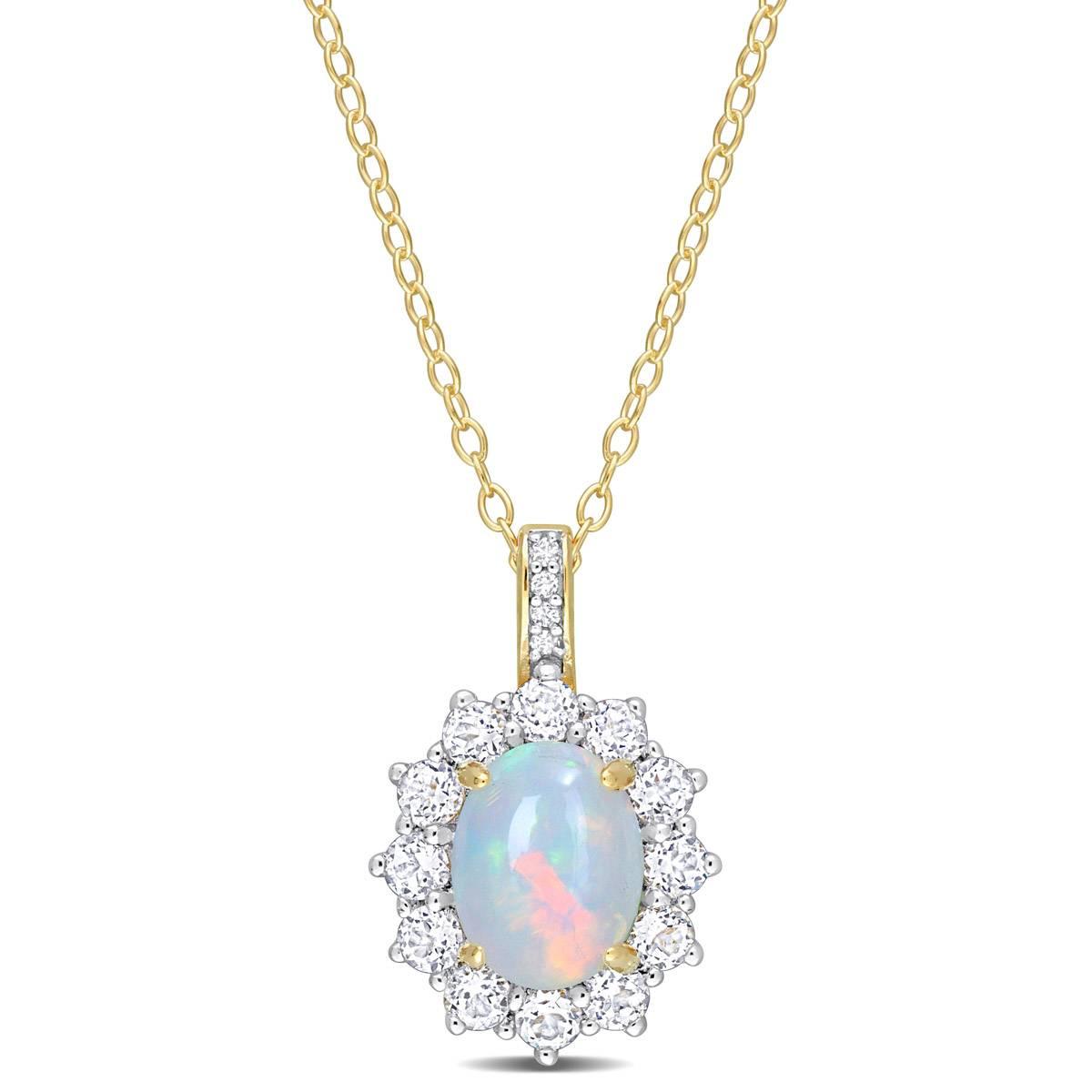 Click here for Sophia B Yellow Gold Plated Ethiopian Opal & White... prices