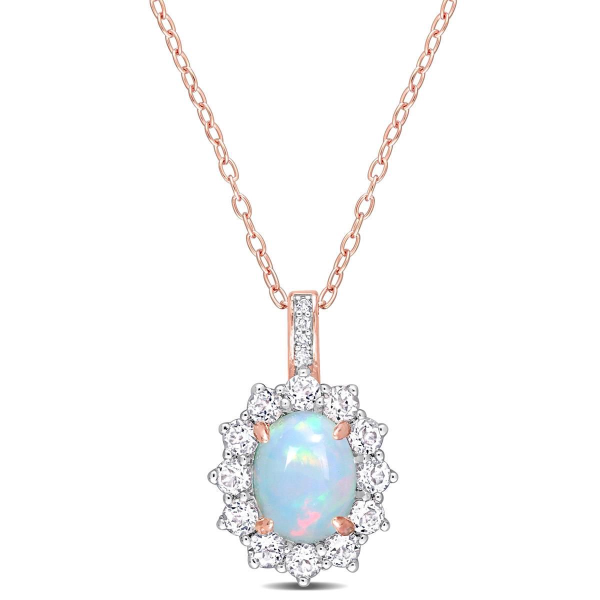Click here for Sophia B Rose Gold Plated Ethiopian Opal & White T... prices