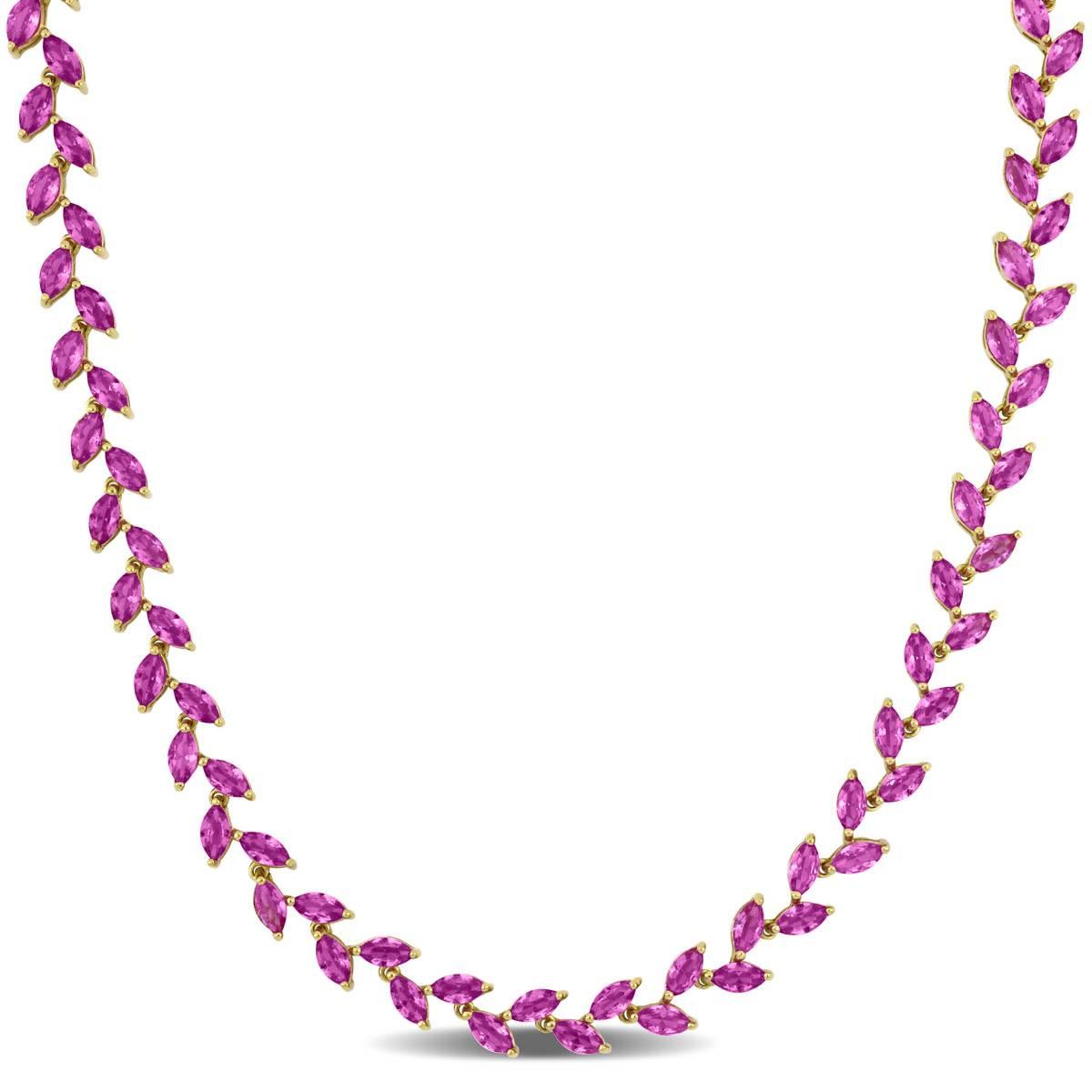 Click here for Sophia B 29 1/2ctw. Created Pink Sapphire Collar N... prices
