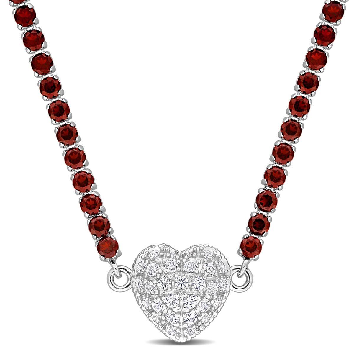 Click here for Sophia B Garnet & Created White Sapphire Pendant N... prices