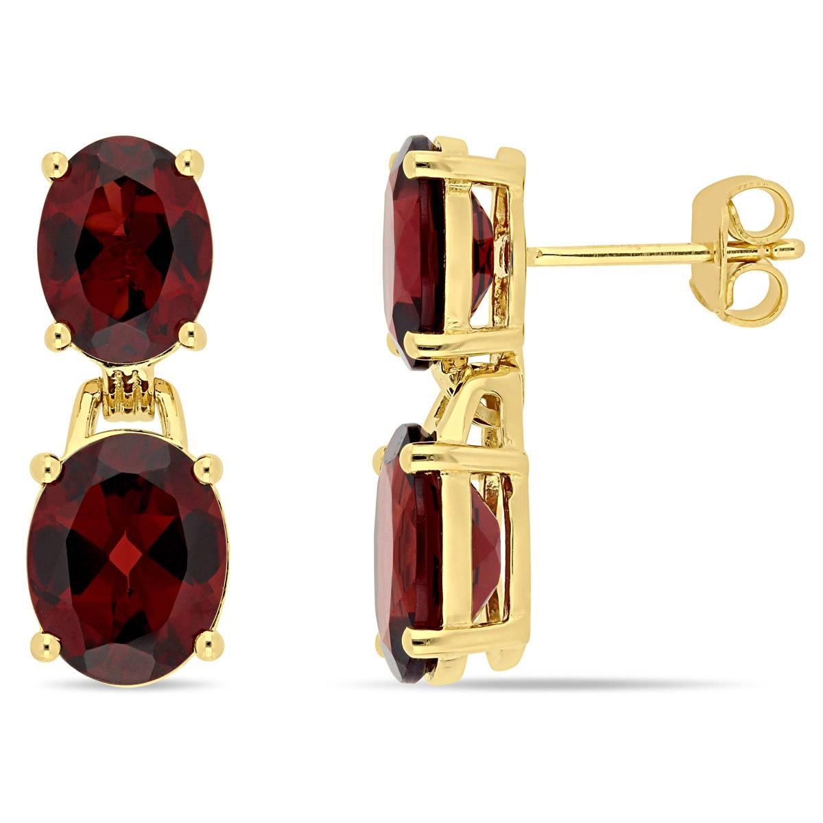 Click here for Sophia B Gold Plated 10ctw. Garnet Drop Earrings prices