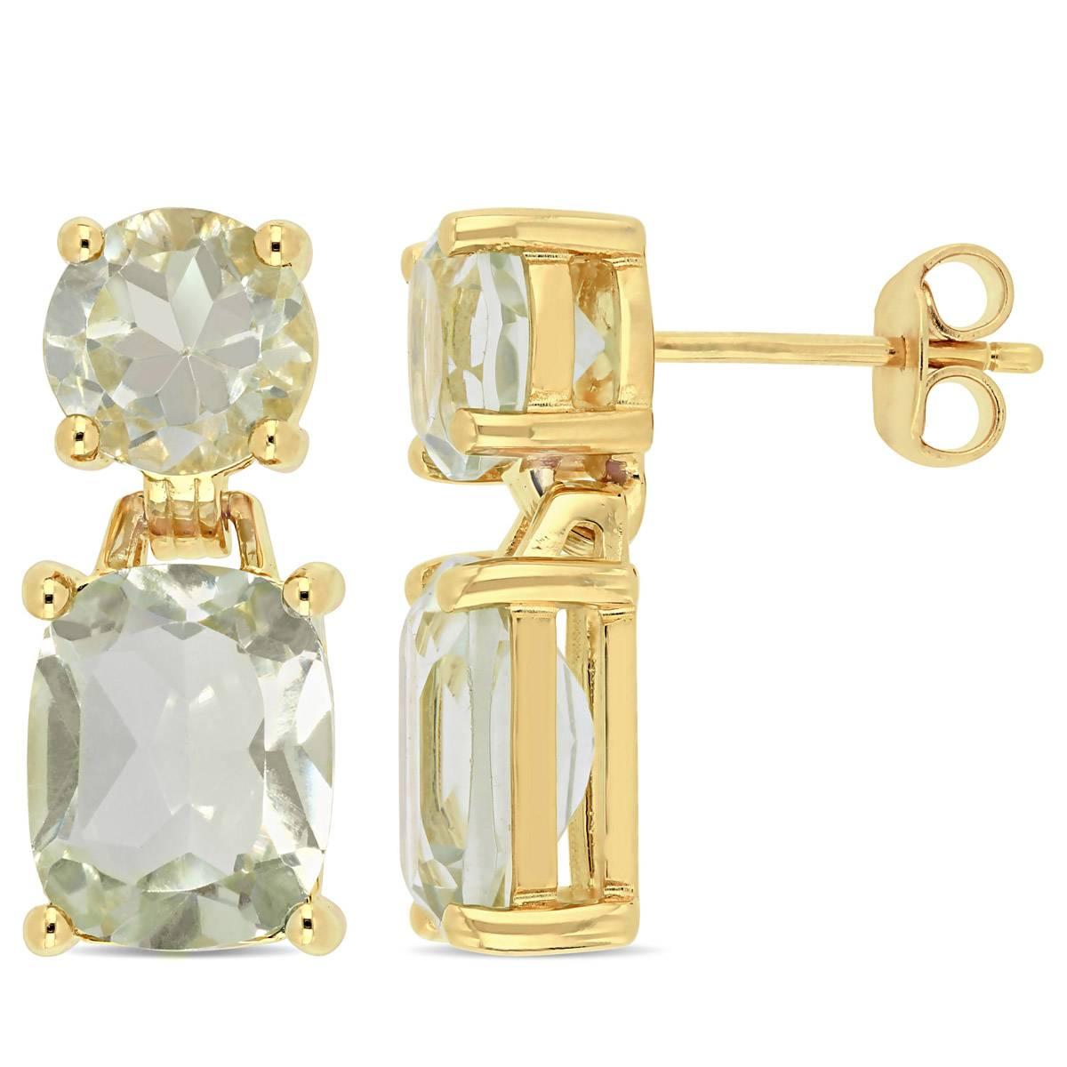 Click here for Sophia B 7 4/5ctw. Green Quartz 2-Stone Dangle Ear... prices