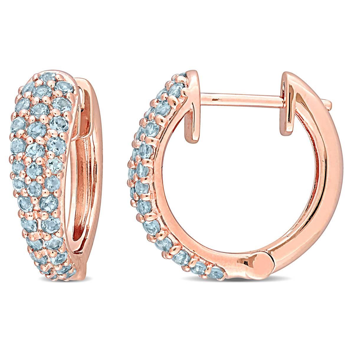 Click here for Sophia B 10kt. Rose Gold 1ctw. Blue Topaz Hoop Ear... prices