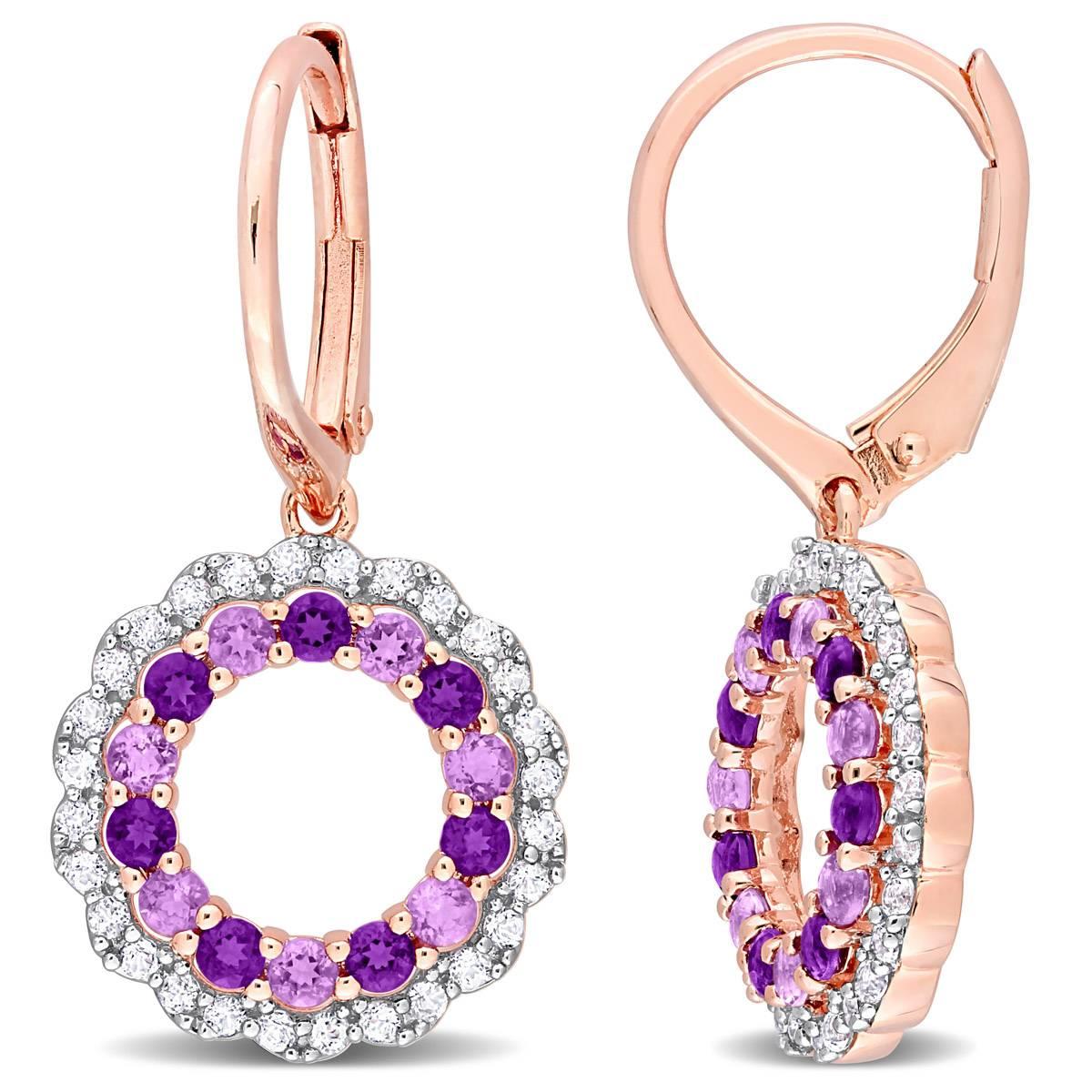 Click here for Sophia B Amethyst & White Topaz Rose Drop Earrings prices