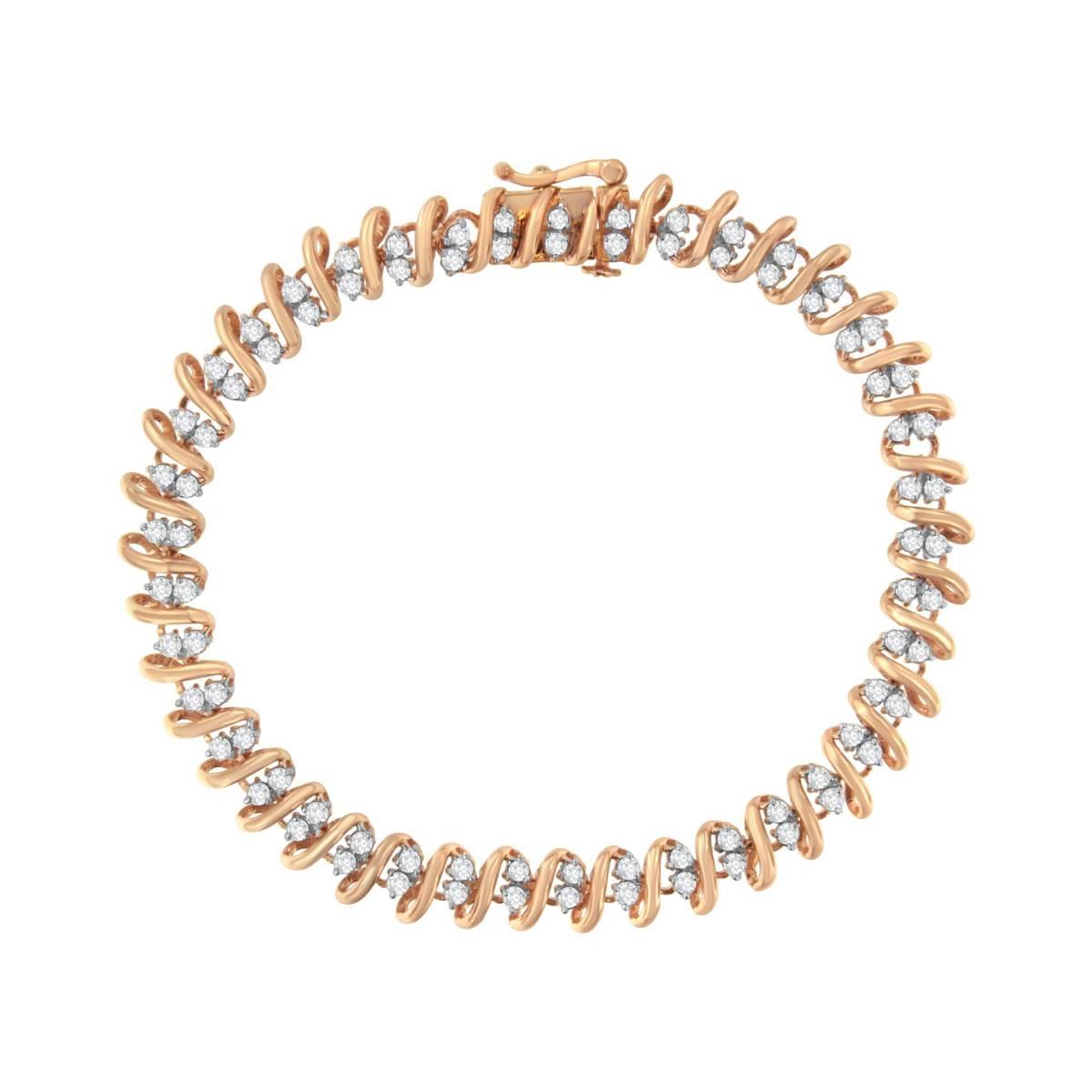 Click here for Haus of Brilliance Rose Gold over Silver S Link Te... prices