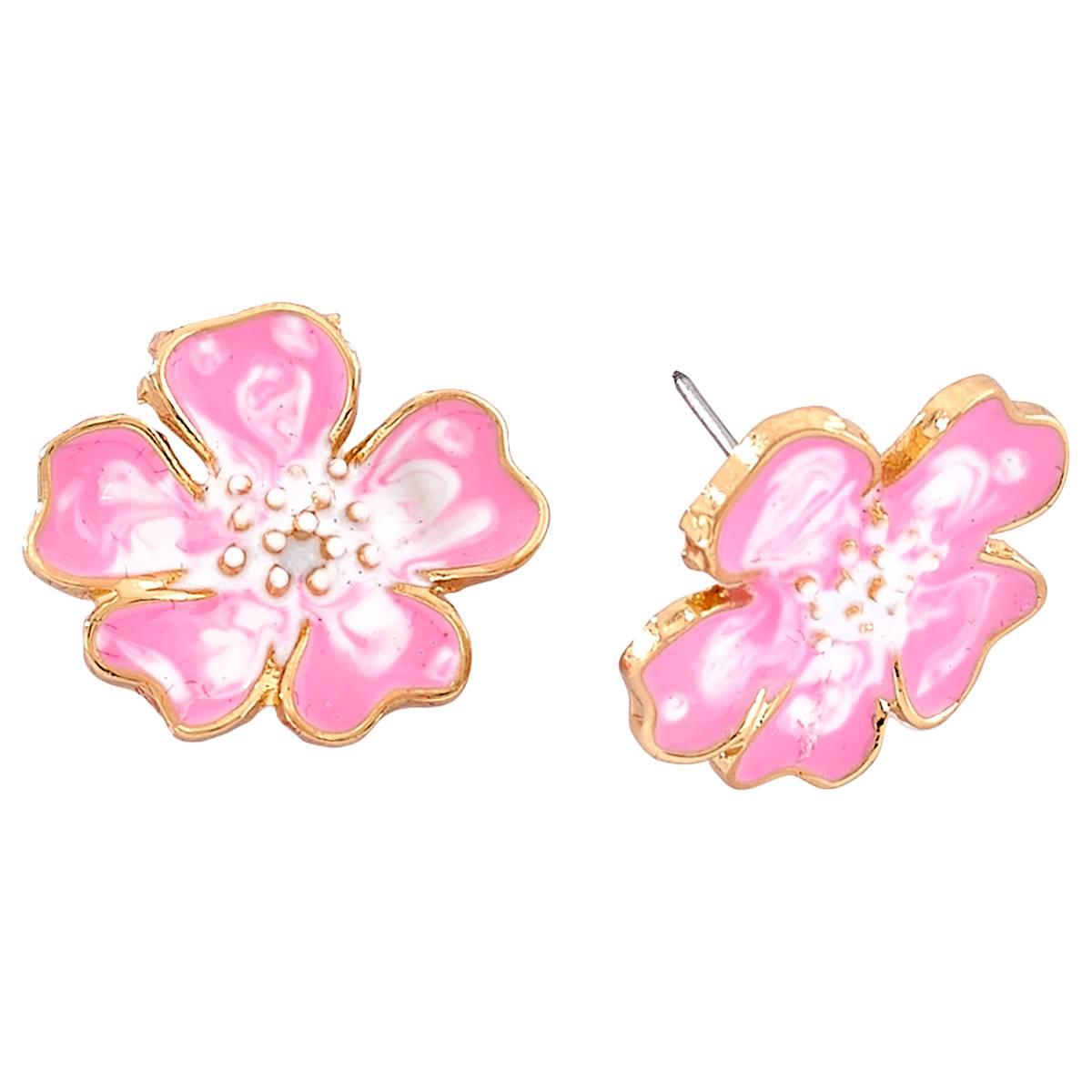 Click here for Ashley Cooper(tm) Gold-Tone Pink Flower Stud Earri... prices