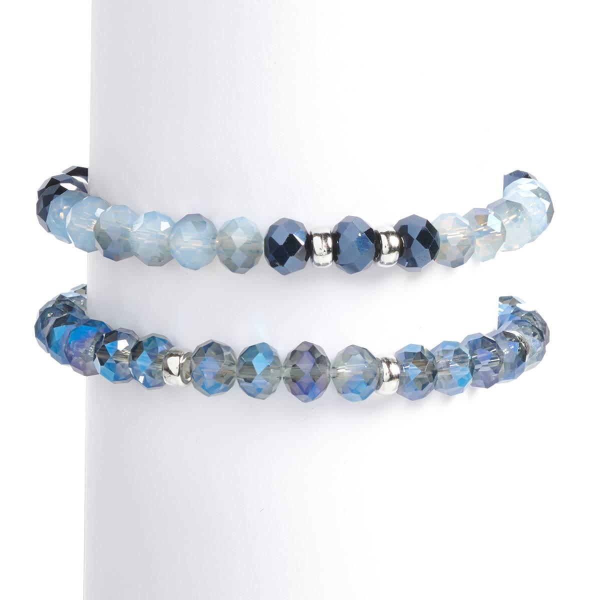 Click here for Ashley Cooper(tm) Navy Blue Glass Bead 2pc. Stretc... prices