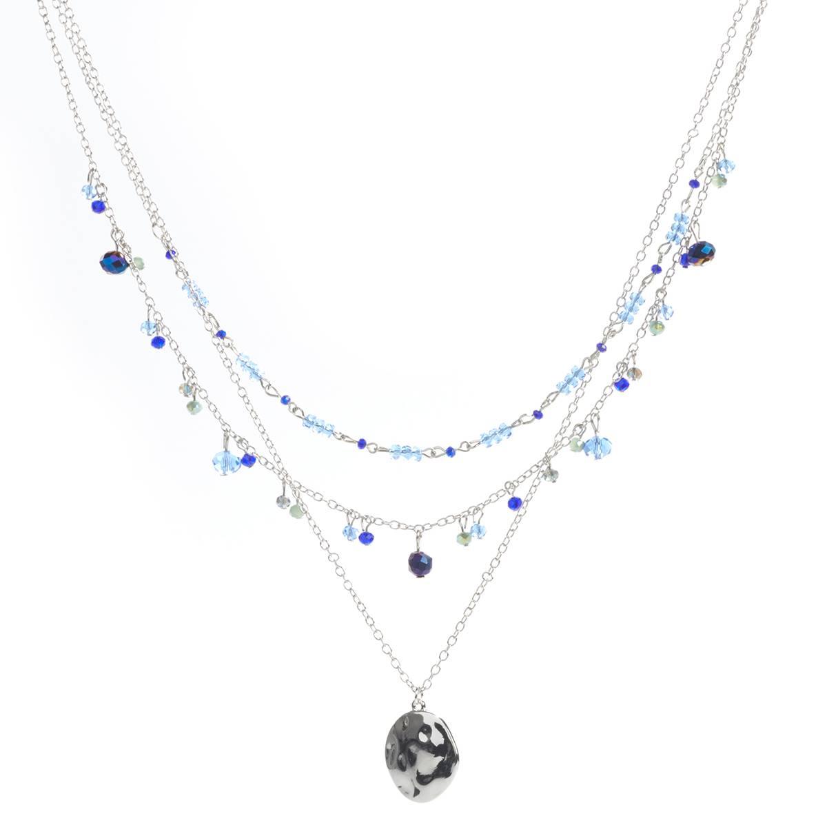 Click here for Ashley Cooper(tm) Blue Glass Bead Multi Row Pendan... prices