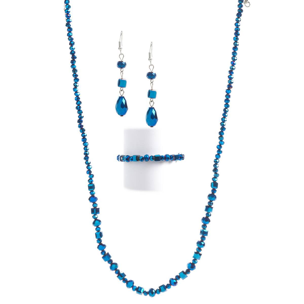 Click here for Ashley Cooper(tm) 3pc. Silver-Tone & Blue Glass Be... prices