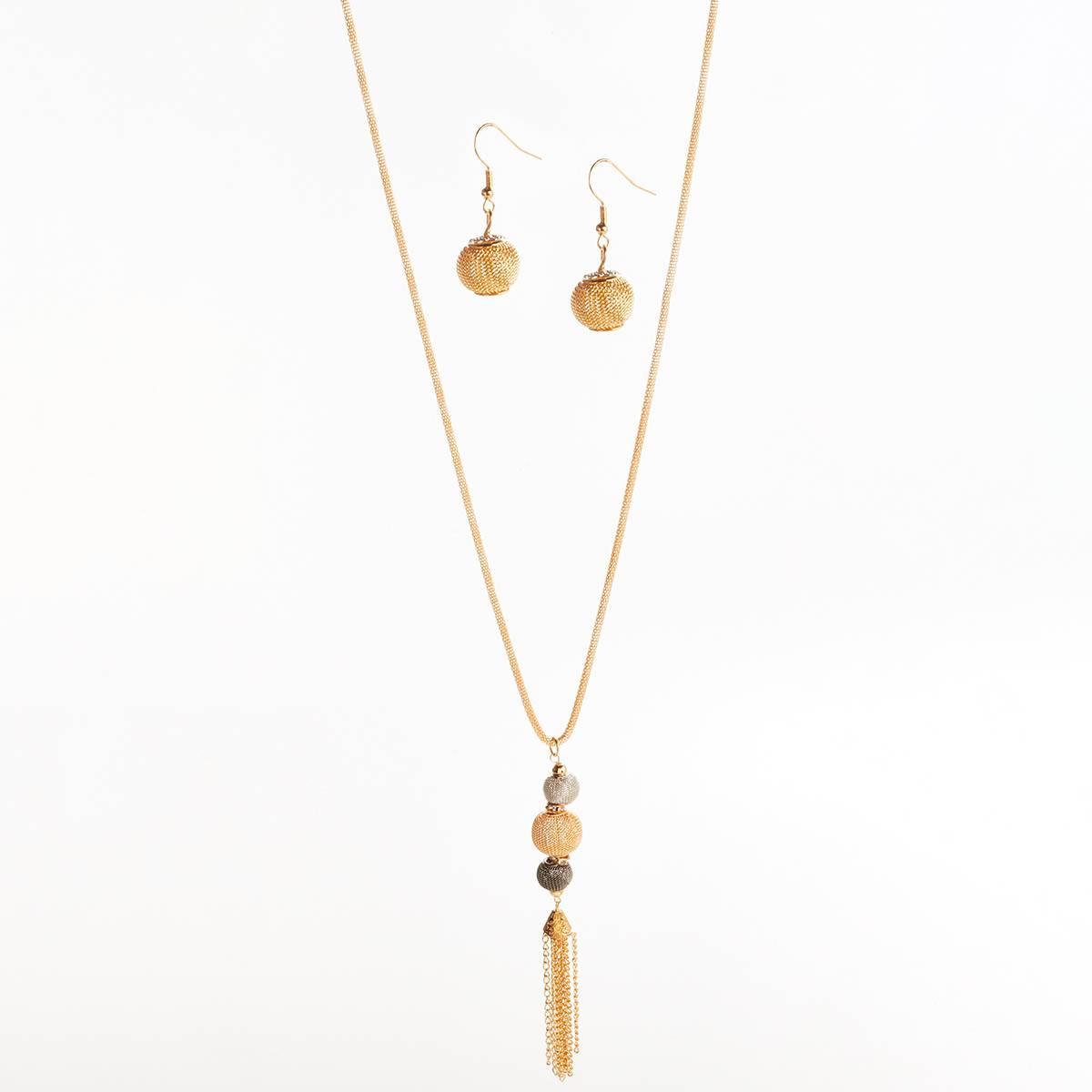 Click here for Ashley Cooper(tm) Tri-Tone Tassel Necklace & Earri... prices