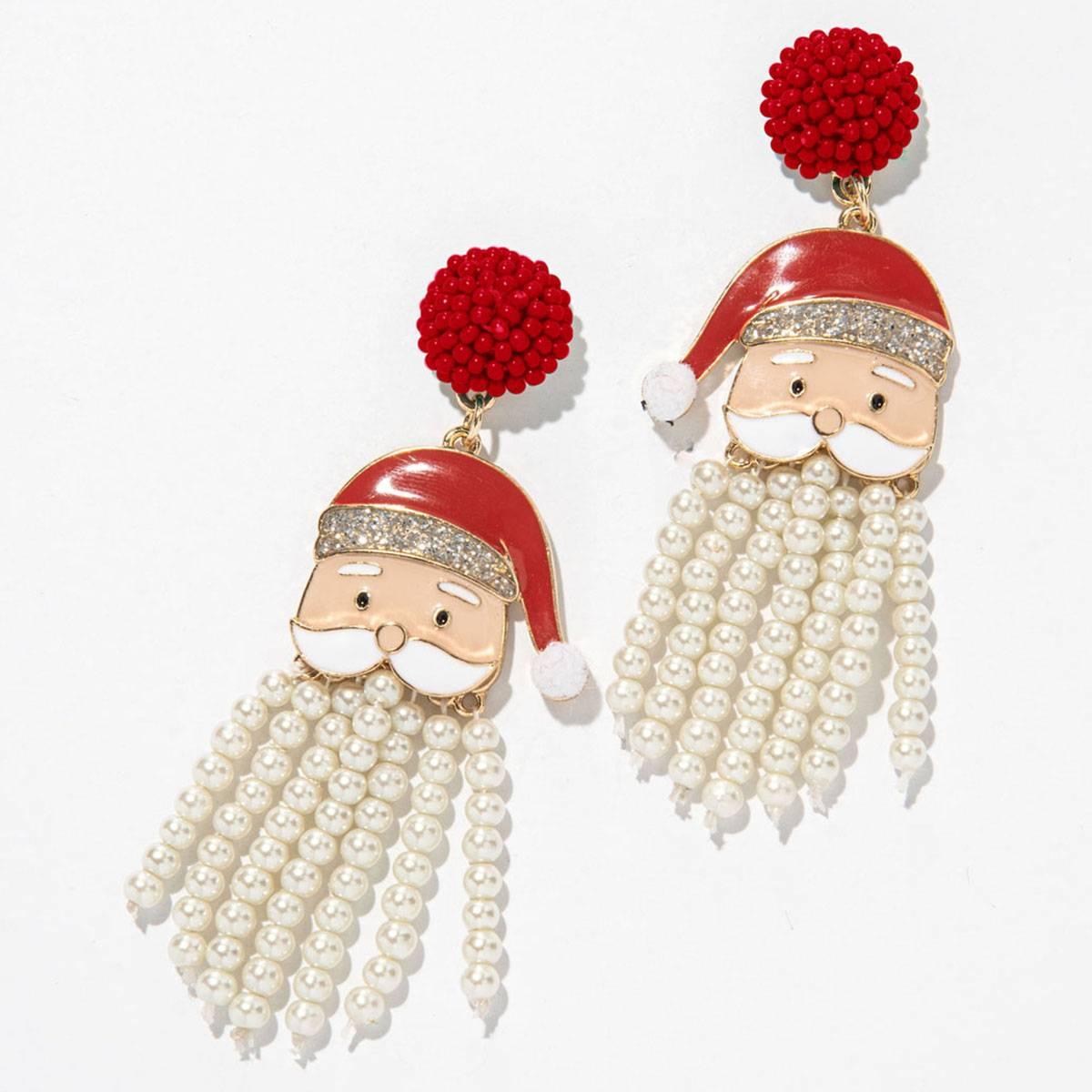 Click here for Seed Bead Santa Pearl Drop Santa Earrings prices