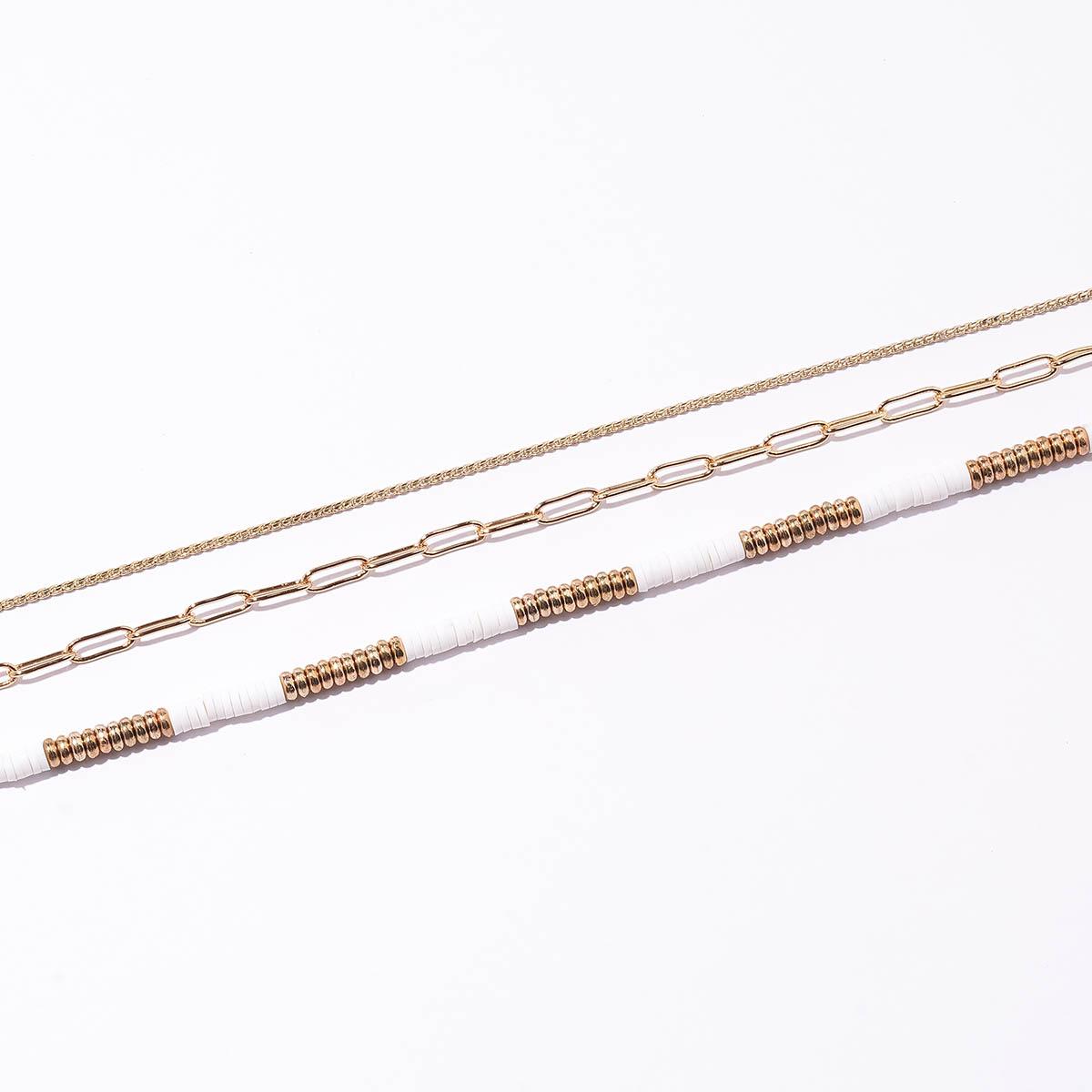 Click here for Ashley 3pc. Gold White Link Chic Minimalist Anklet... prices