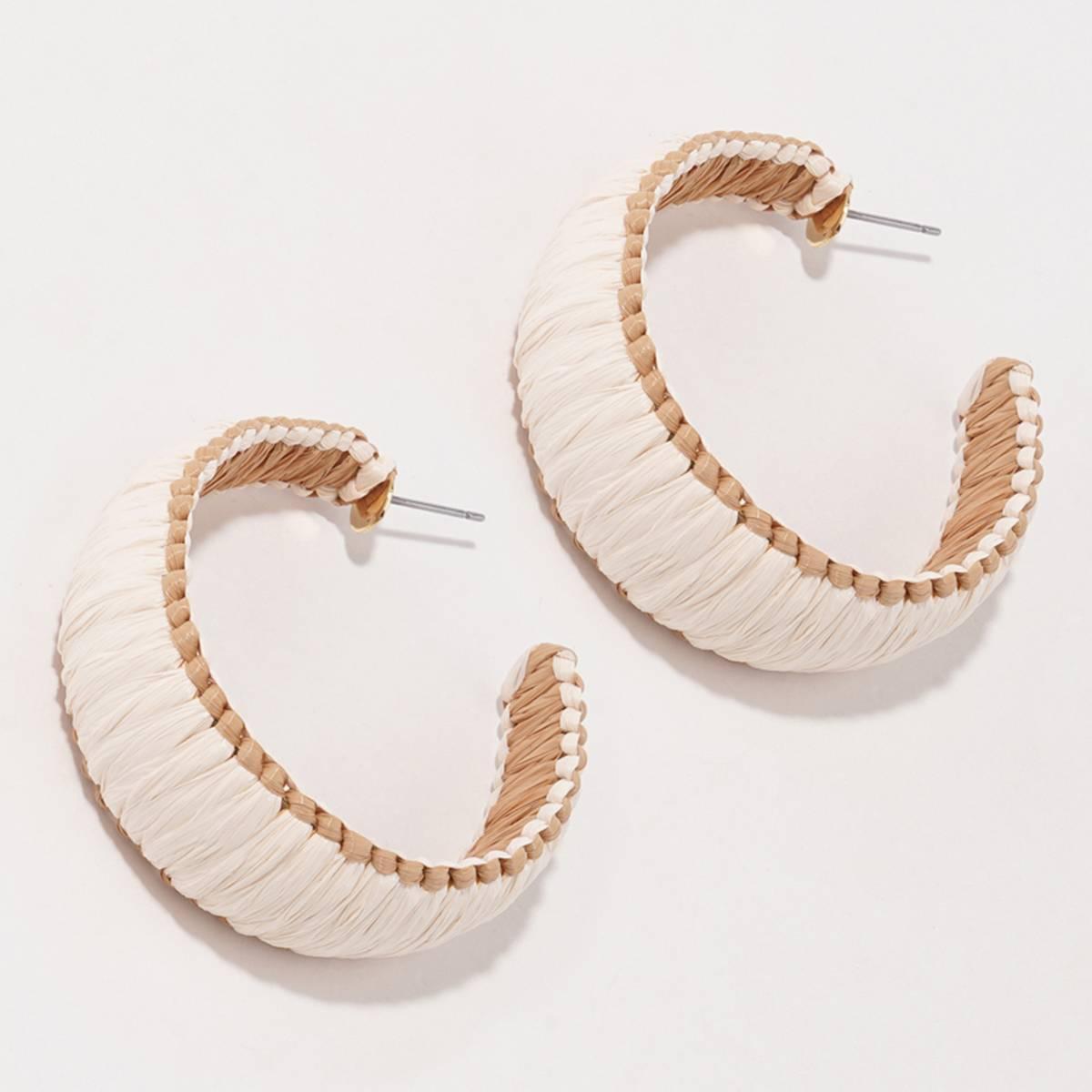 Click here for Ashley Cooper(tm) Multi Cream Raffia J-Hoop Earrin... prices