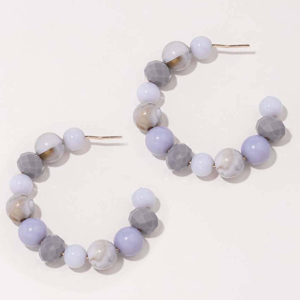 Click here for Ashley Cooper(tm) Multi Grey Bead J-Hoop Earrings prices