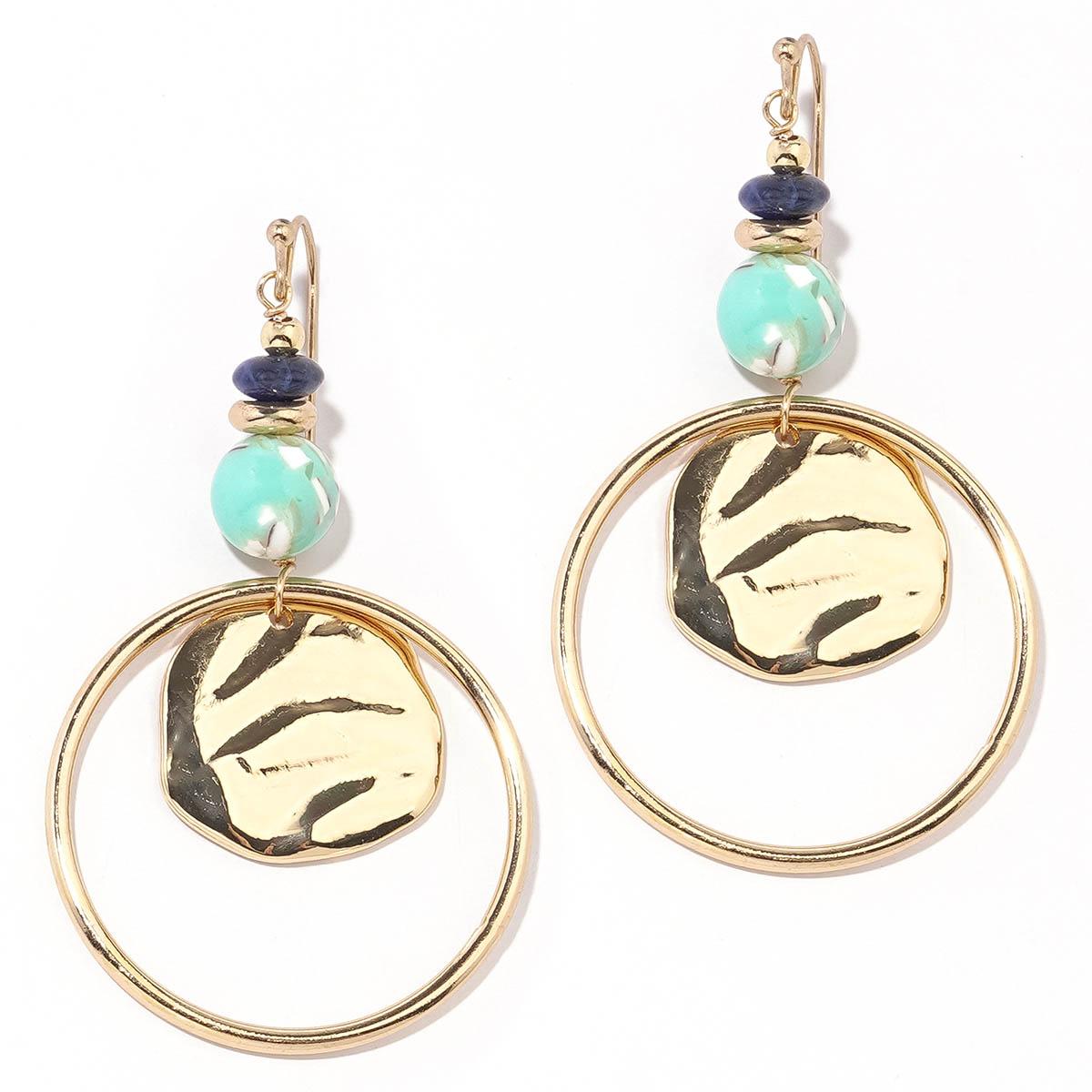 Click here for Ashley Cooper(tm) Hammered Disk Earrings w/ Green... prices