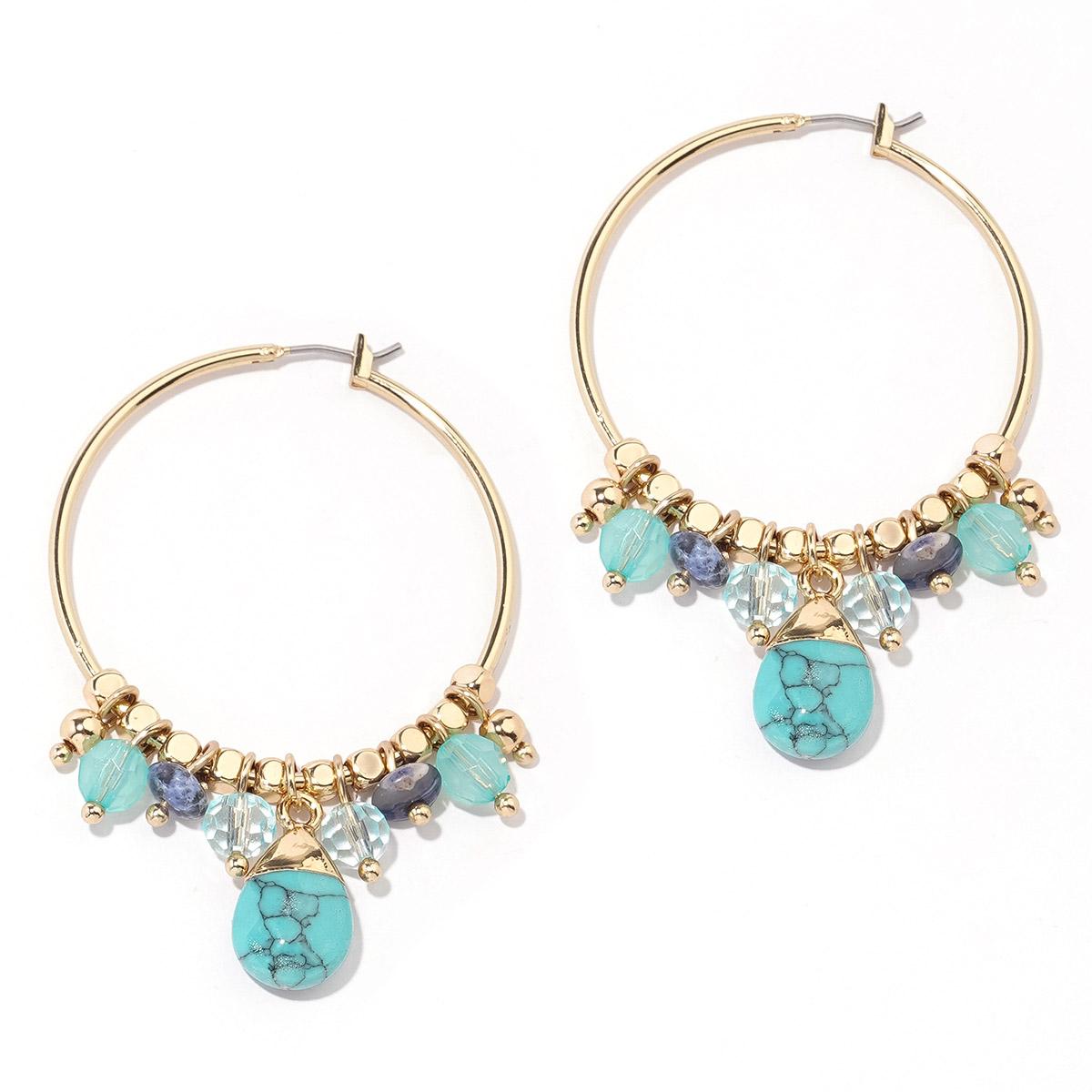 Click here for Ashley Cooper(tm) Green & Blue Bead Hoop Earrings prices