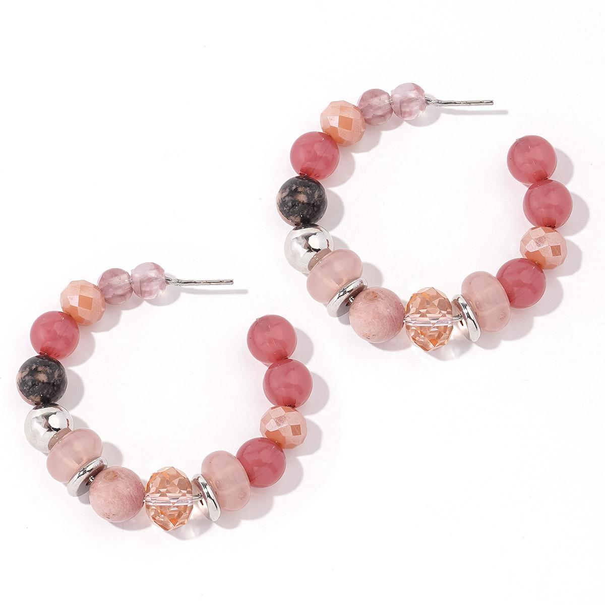 Click here for Ashley Cooper(tm) Rhodium-Tone Pink Multi-Bead Hoo... prices