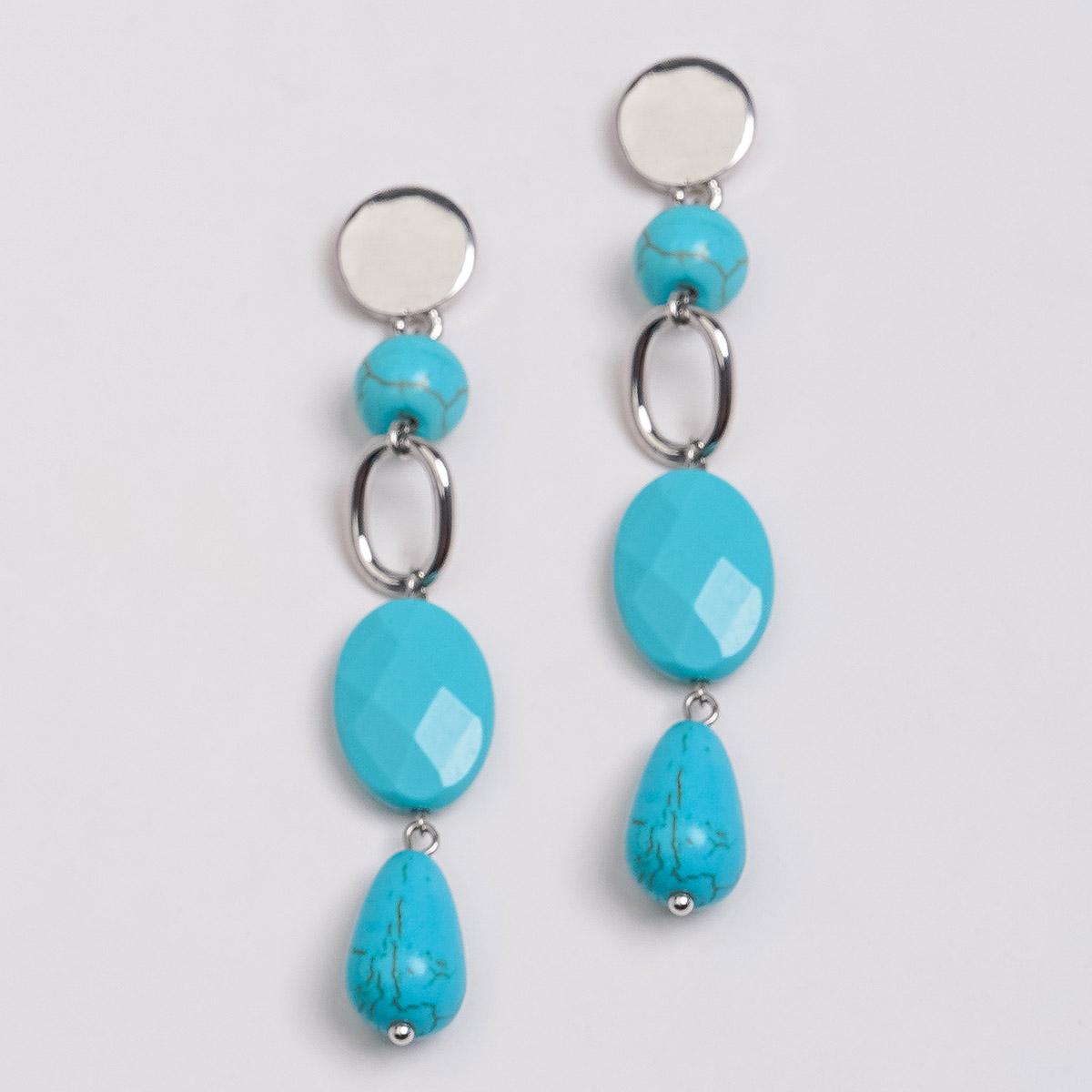 Click here for Ashley Cooper(tm) Rhodium-Tone Link Turquoise Drop... prices