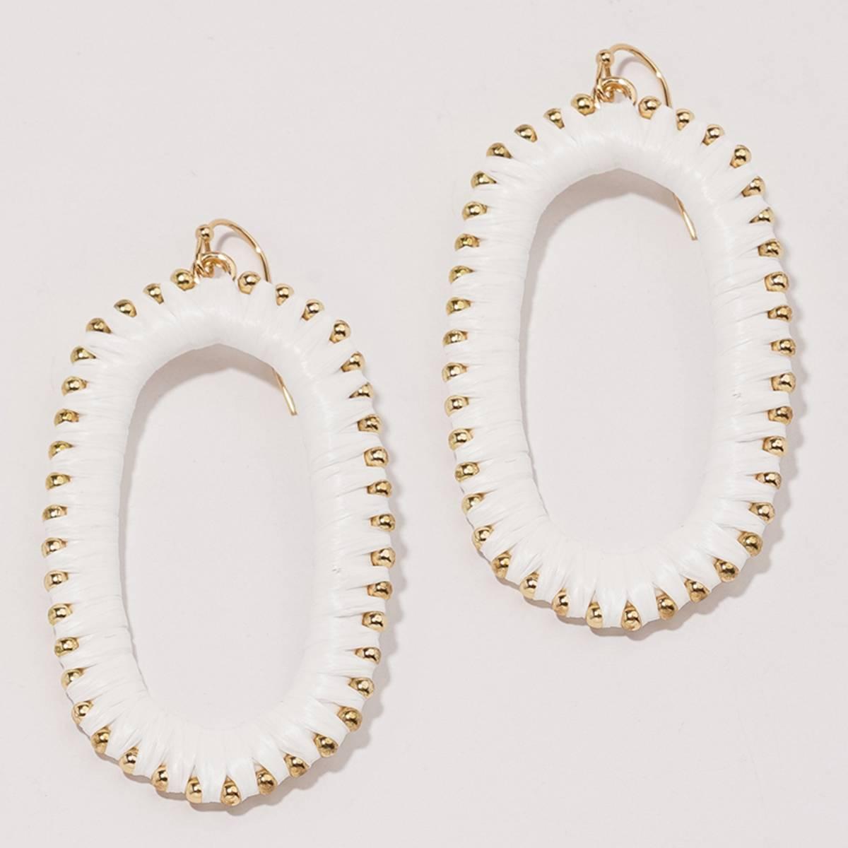 Click here for Ashley Cooper(tm) White Raffia Earrings With Gold-... prices