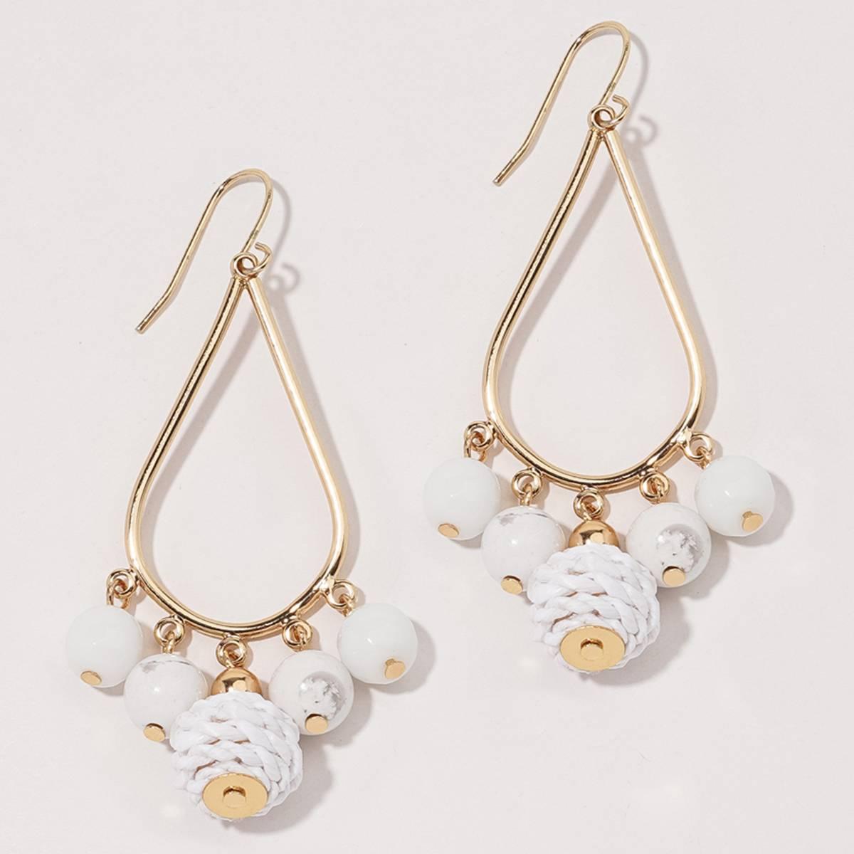 Click here for Ashley Cooper(tm) Gold-Tone White Raffia Earrings... prices