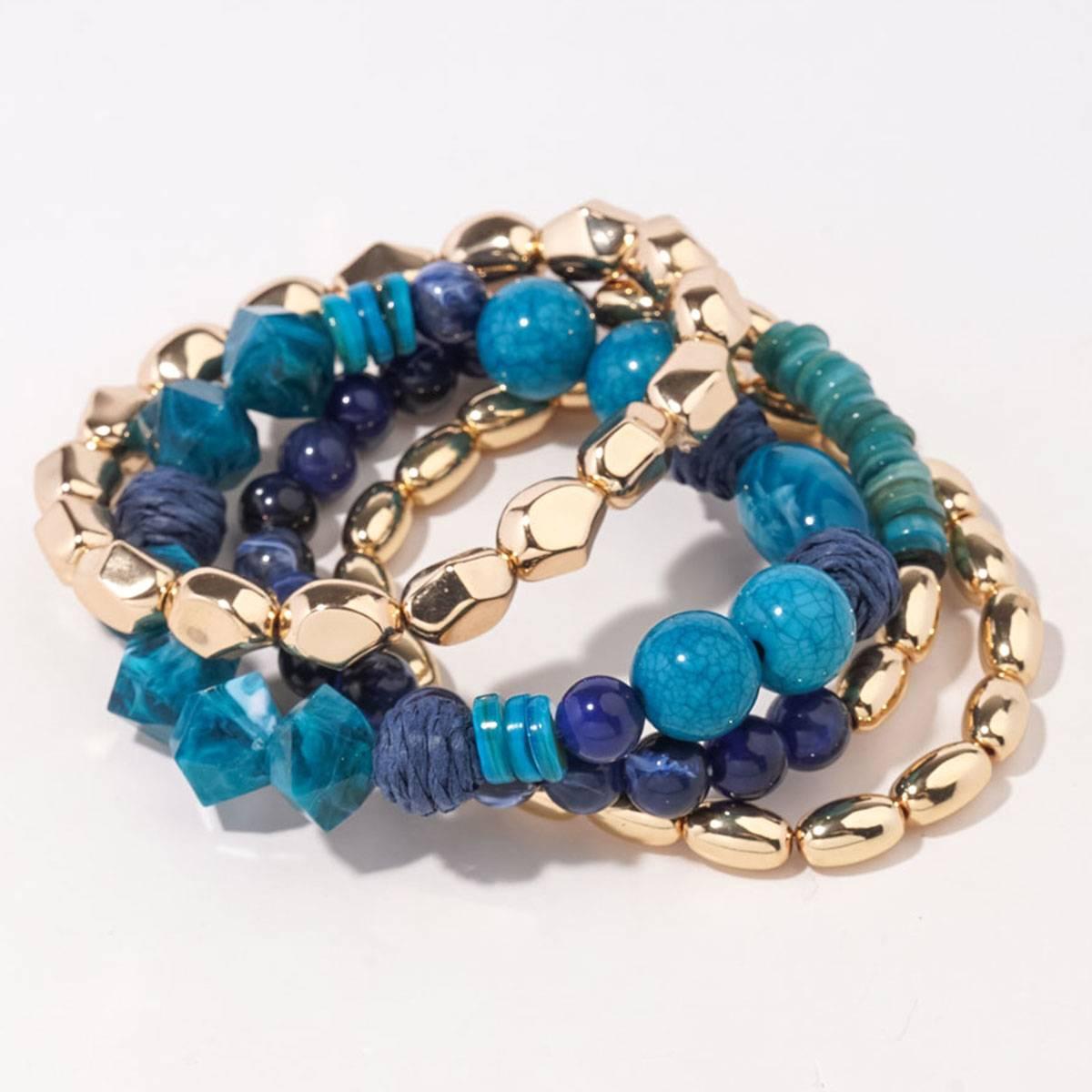 Click here for Ashley Cooper(tm) 4pc. Strands Blue & Gold Bead Br... prices