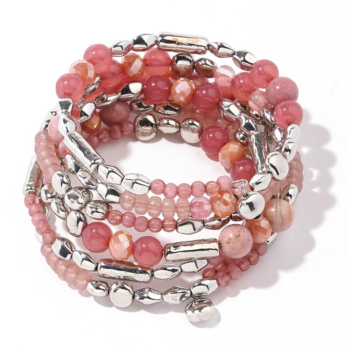Click here for Ashley Cooper(tm) Rhodium-Tone Pink Coil Bracelet prices