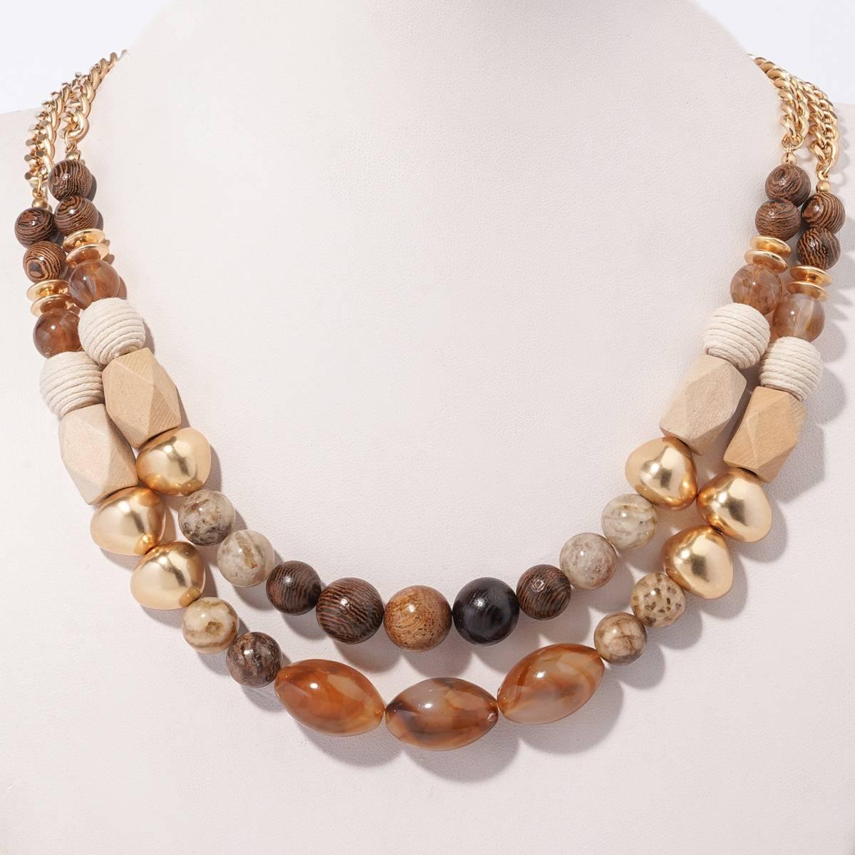 Click here for Ashley Cooper(tm) Multi 2-Row Brown Beaded Necklac... prices