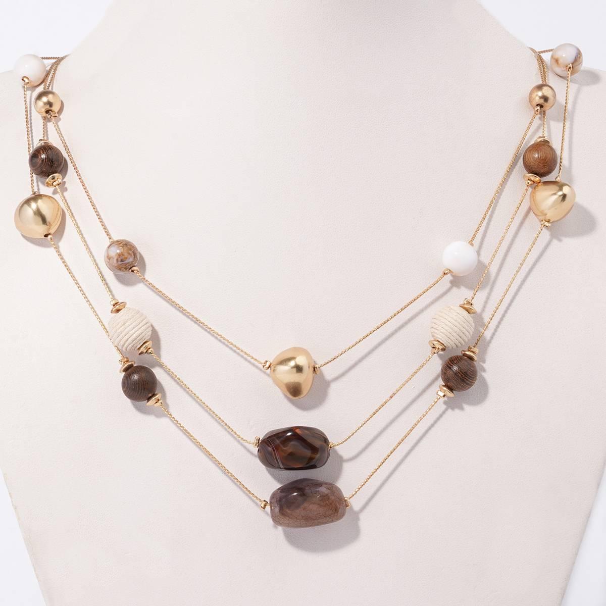 Click here for Ashley Cooper(tm) Multi 3-Row Beaded Gold & Brown... prices