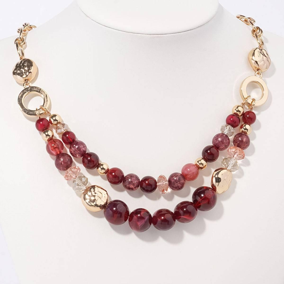 Click here for Ashley Cooper(tm) 2-Row Burgundy Beaded Necklace prices