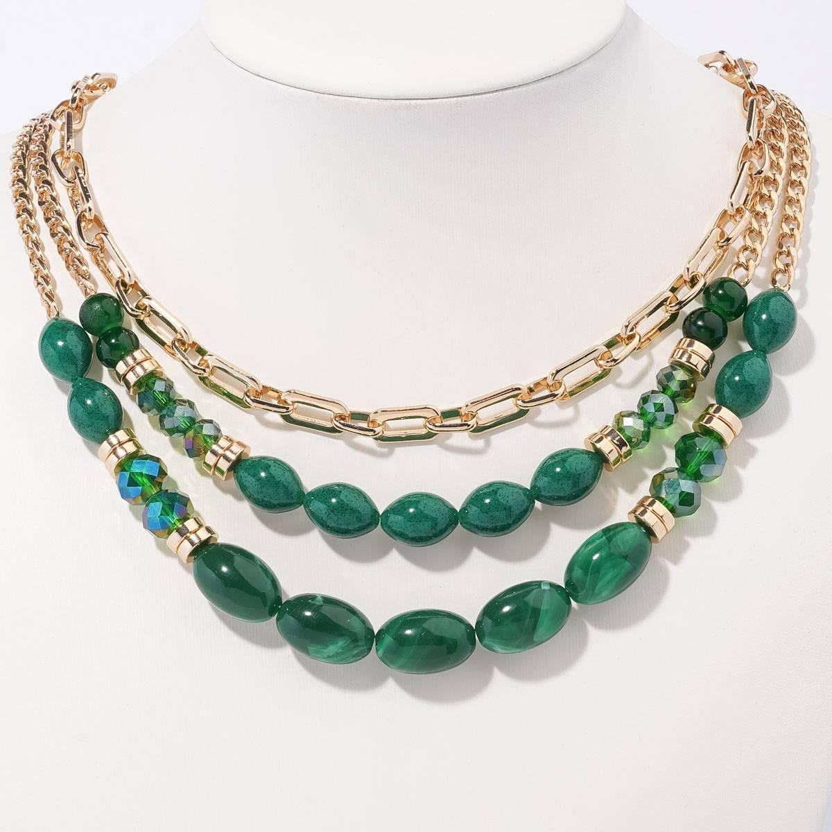 Click here for Ashley Cooper(tm) 3-Row Green Beaded Necklace prices