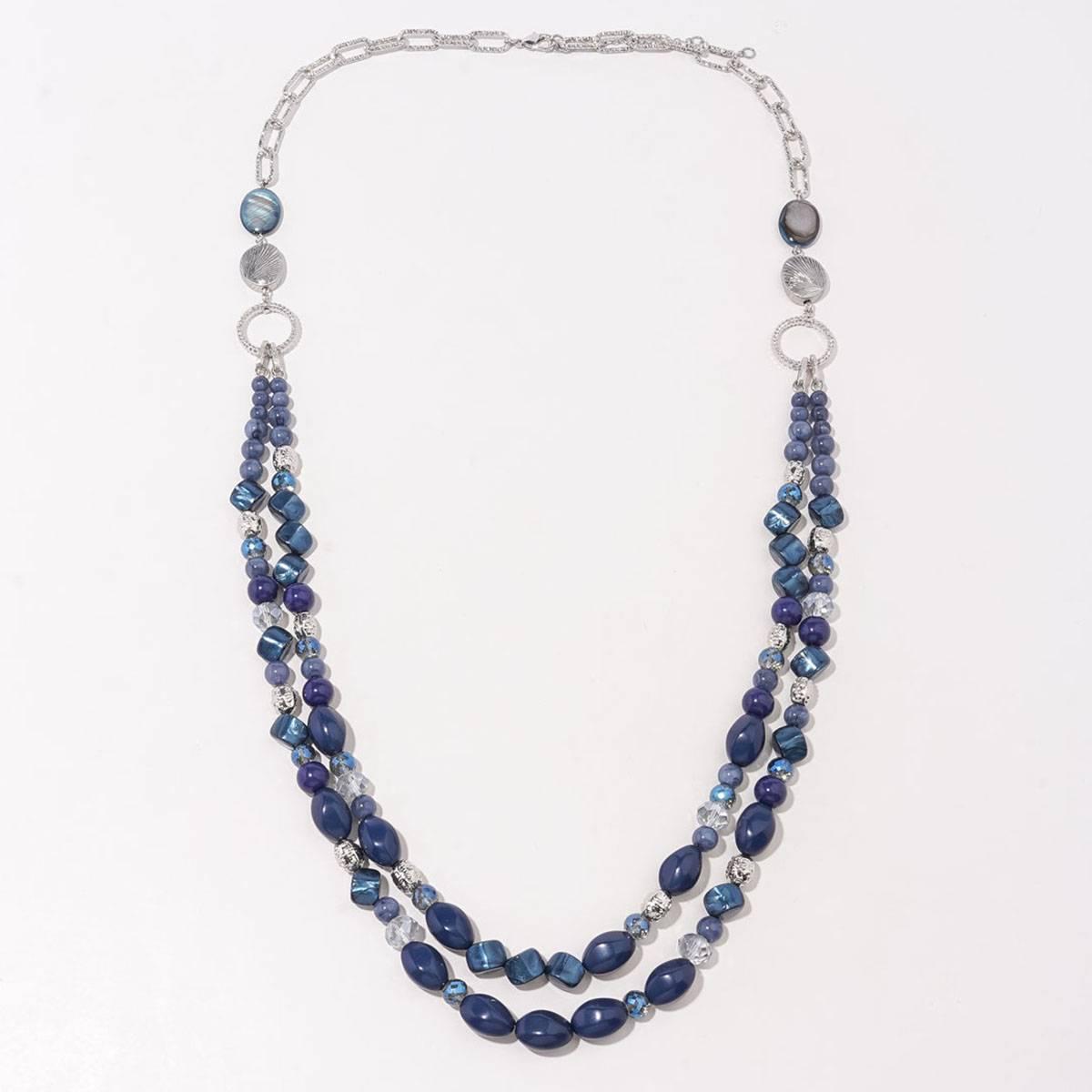 Click here for Ashley Cooper(tm) 2 Row Necklace with Blue Tone Be... prices