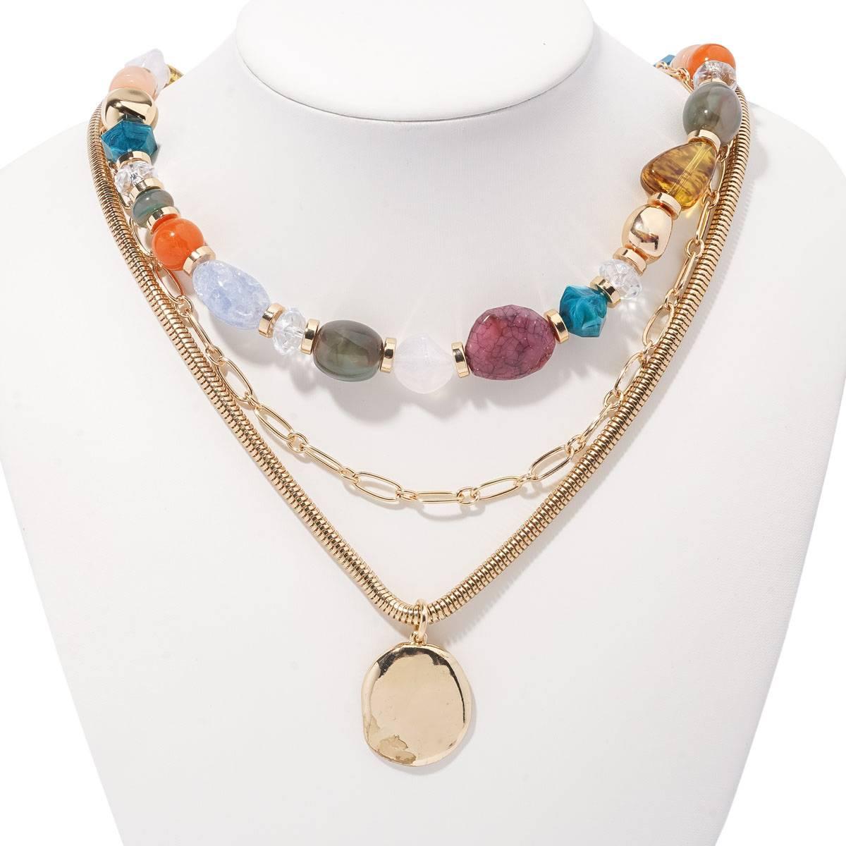 Click here for Ashley Cooper(tm) 3 Row Gold Multi Bead Drop Penda... prices