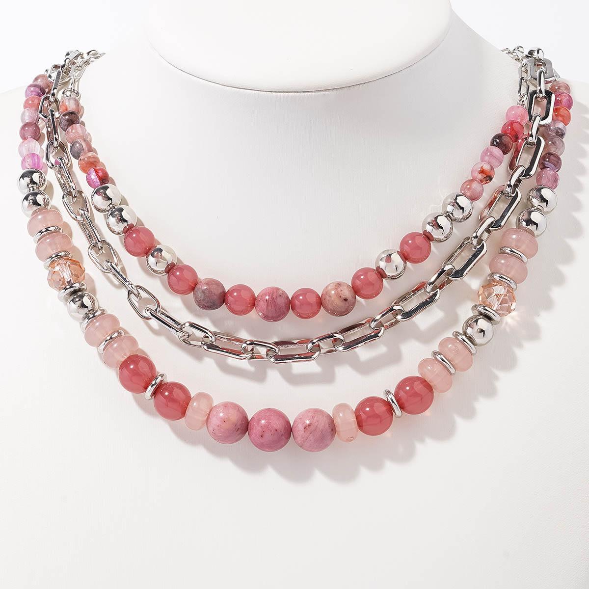 Click here for Ashley Cooper(tm) Pink Bead 3-Row Frontal Layered... prices