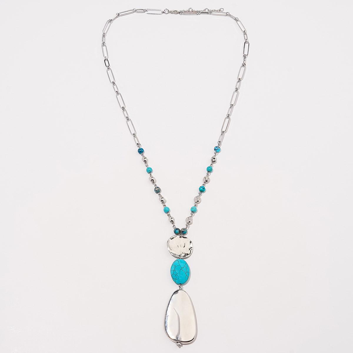 Click here for Ashley Cooper(tm) Rhodium-Tone Turquoise Bead Oval... prices