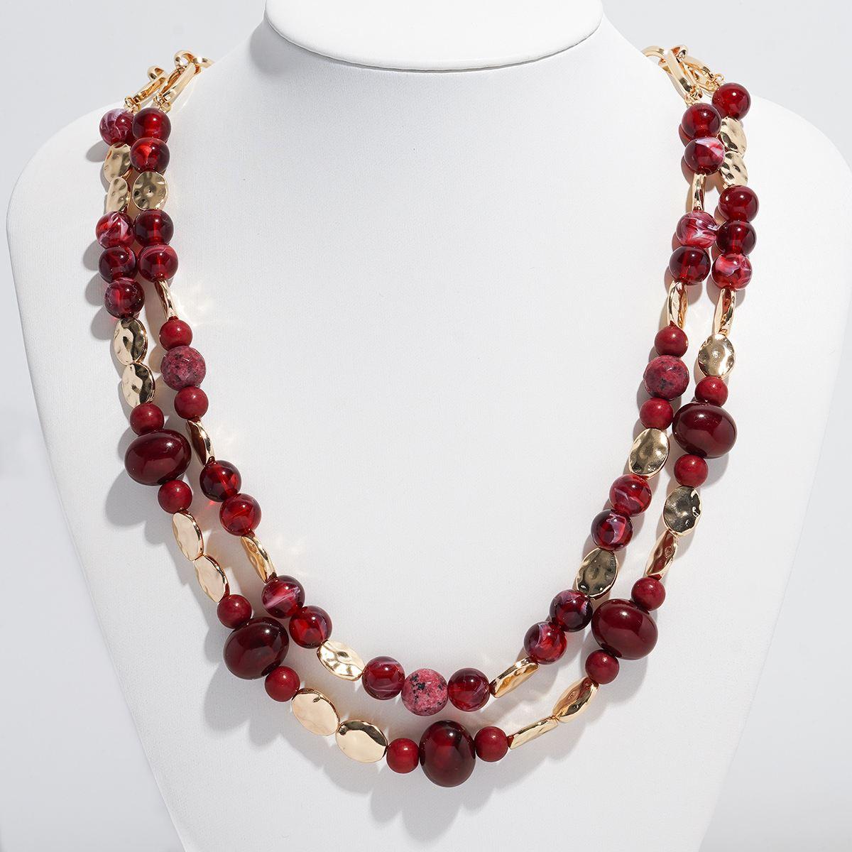 Click here for Ashley Cooper(tm) 2-Row Dark Berry Beads & Gold-To... prices