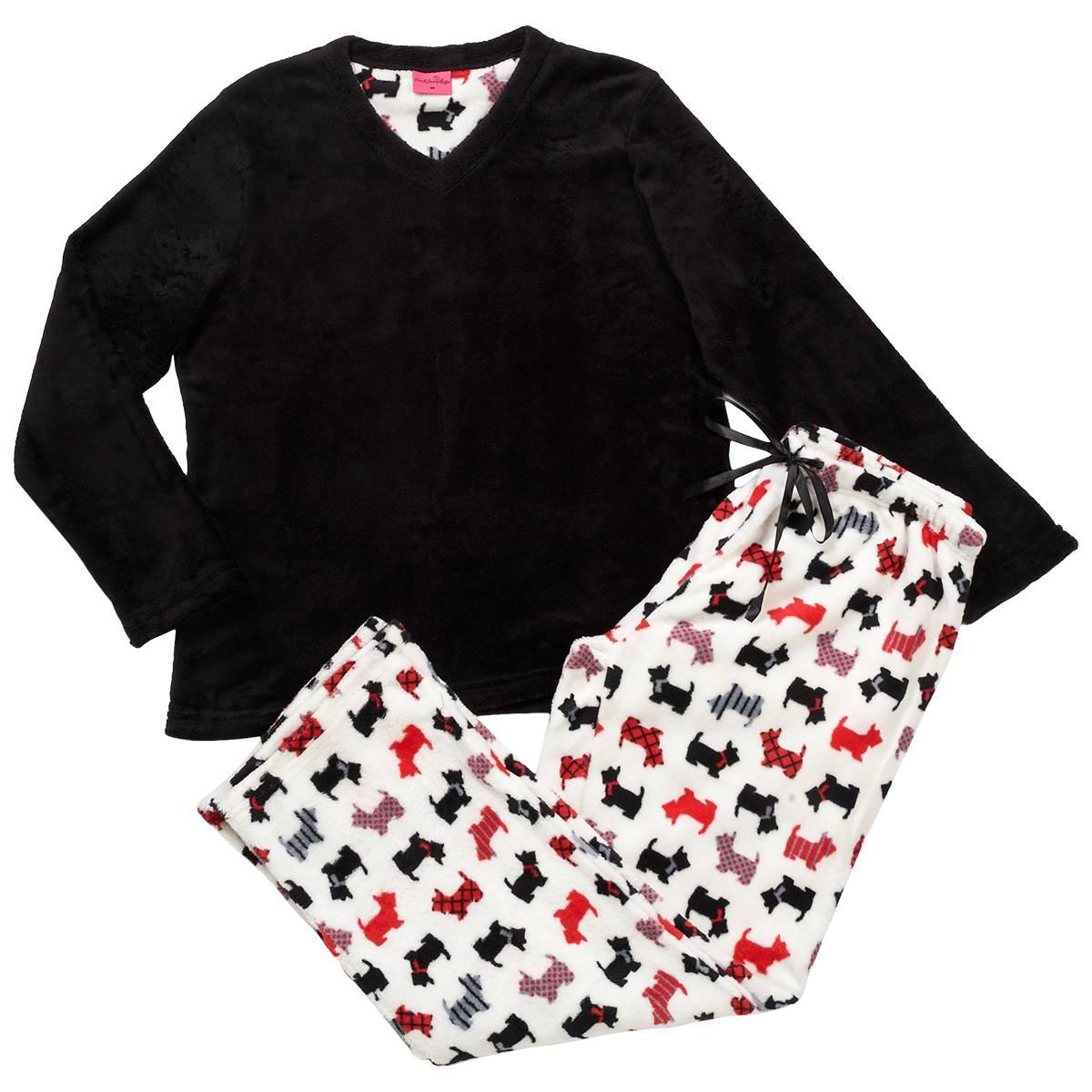 Click here for Womens Pink Laundry Coral Plush Scottie Dog Pajama... prices