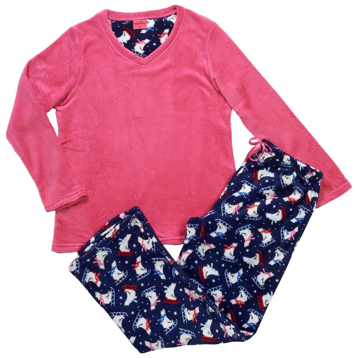 Click here for Womens Pink Laundry Coral Plush Ice Skate Pajama S... prices