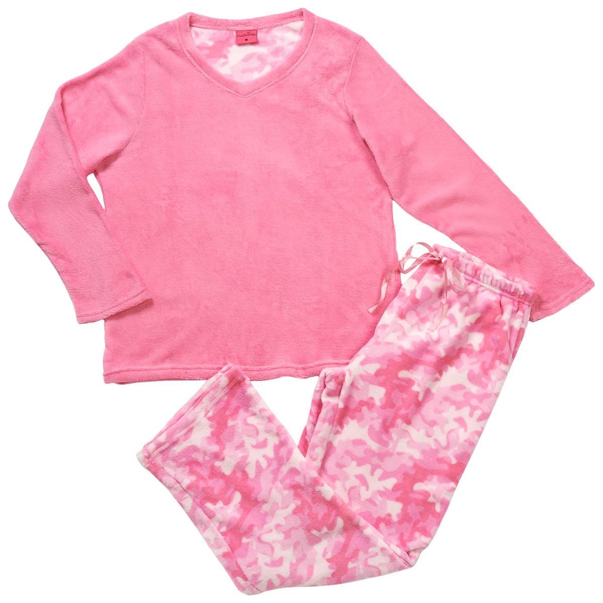 Click here for Womens Pink Laundry Coral Plush Camo Pajama Set prices