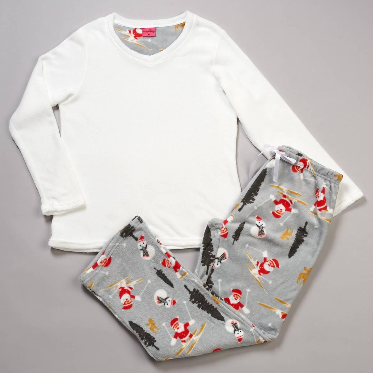 Click here for Womens Pink Laundry Coral Plush Skiing Santa Pajam... prices