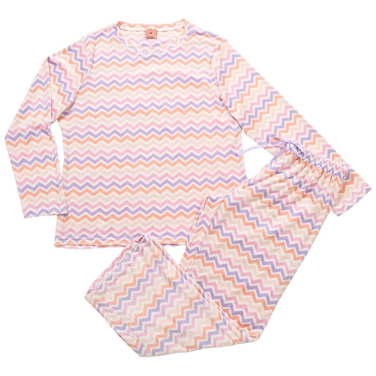 Click here for Womens Barely Pink Baby Fleece Chevron Pajama Set prices