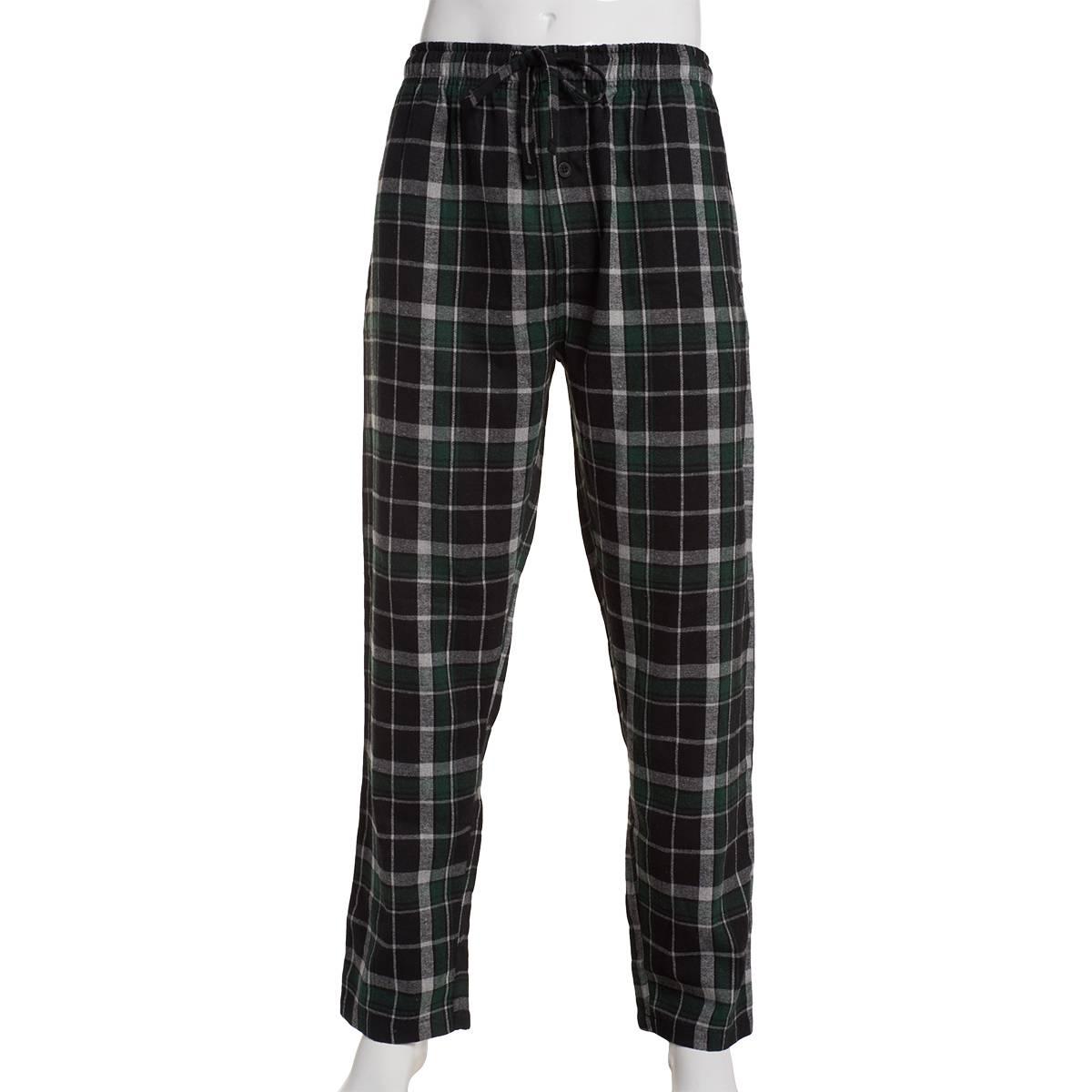 Mens Preswick & Moore(R) Flannel Plaid Sleep Pants - Black/Green
