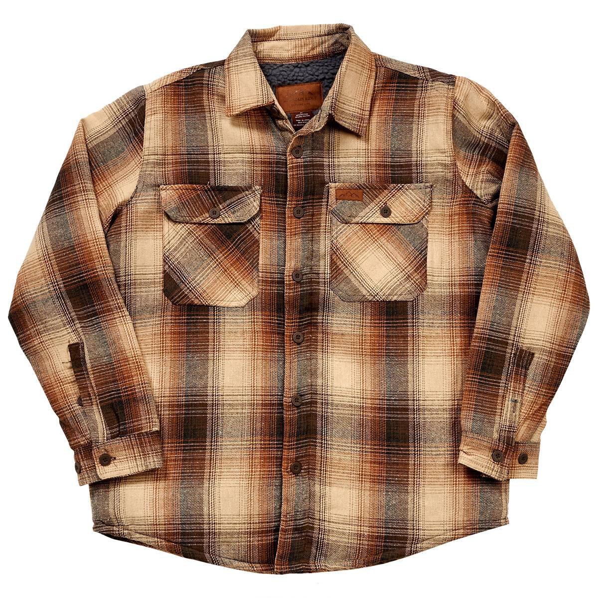 Click here for Mens Mountain Ridge Sherpa Lined Flannel Shirt Jac... prices