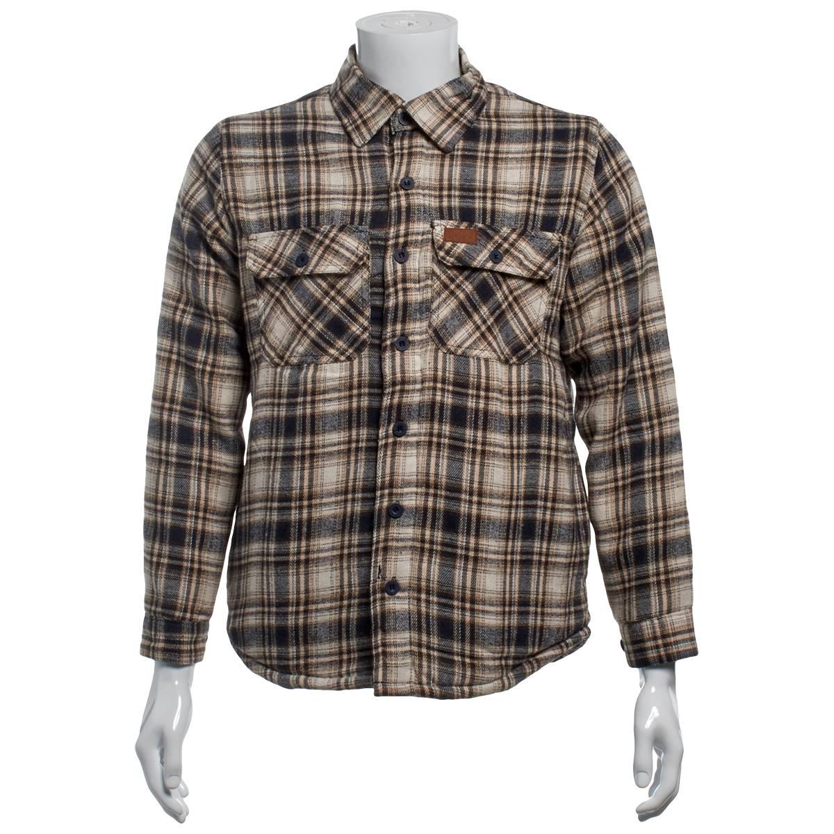 Click here for Mens Mountain Ridge Flannel Shirt Jacket - Tan/Nav... prices