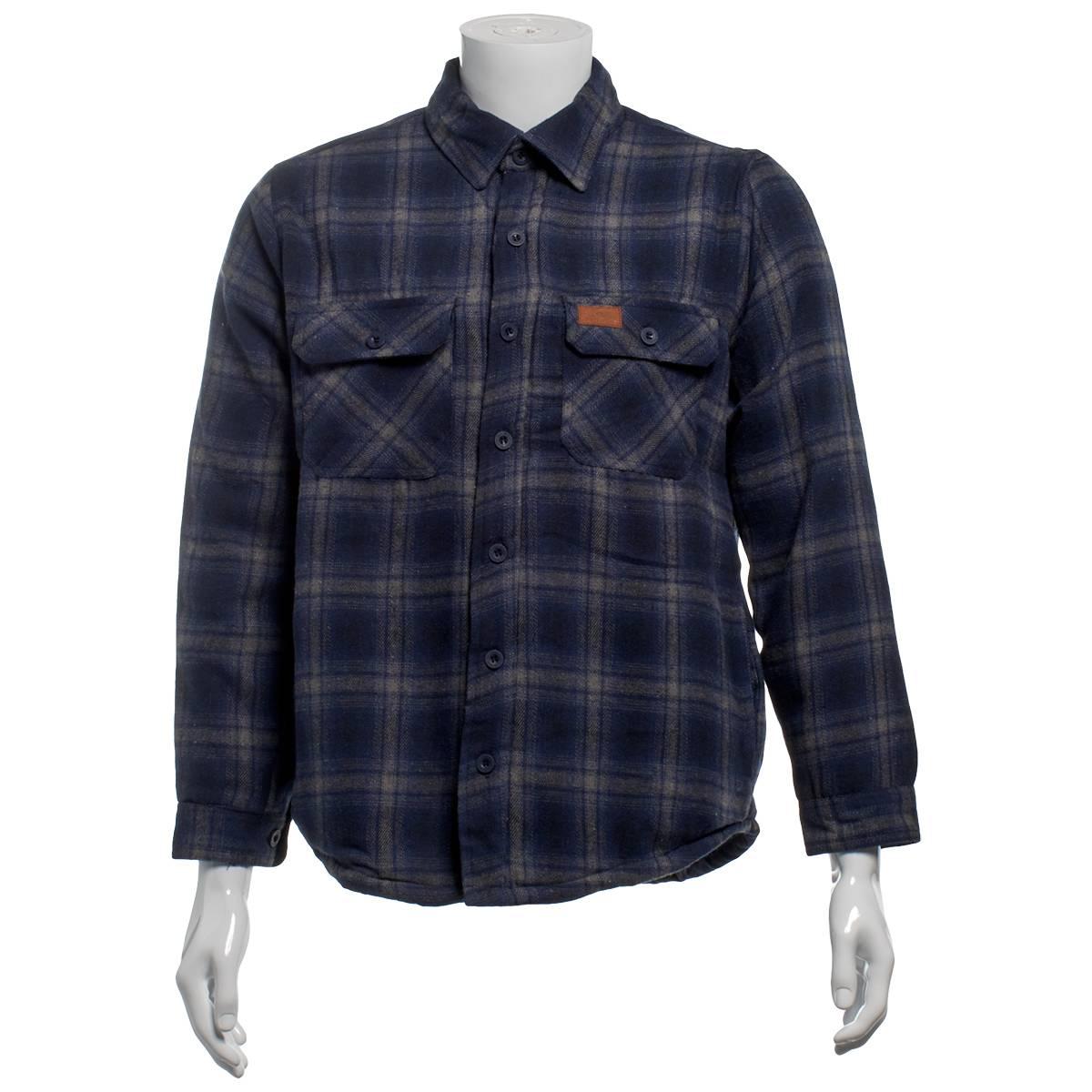 Click here for Mens Mountain Ridge Flannel Shirt Jacket - Blue/Gr... prices